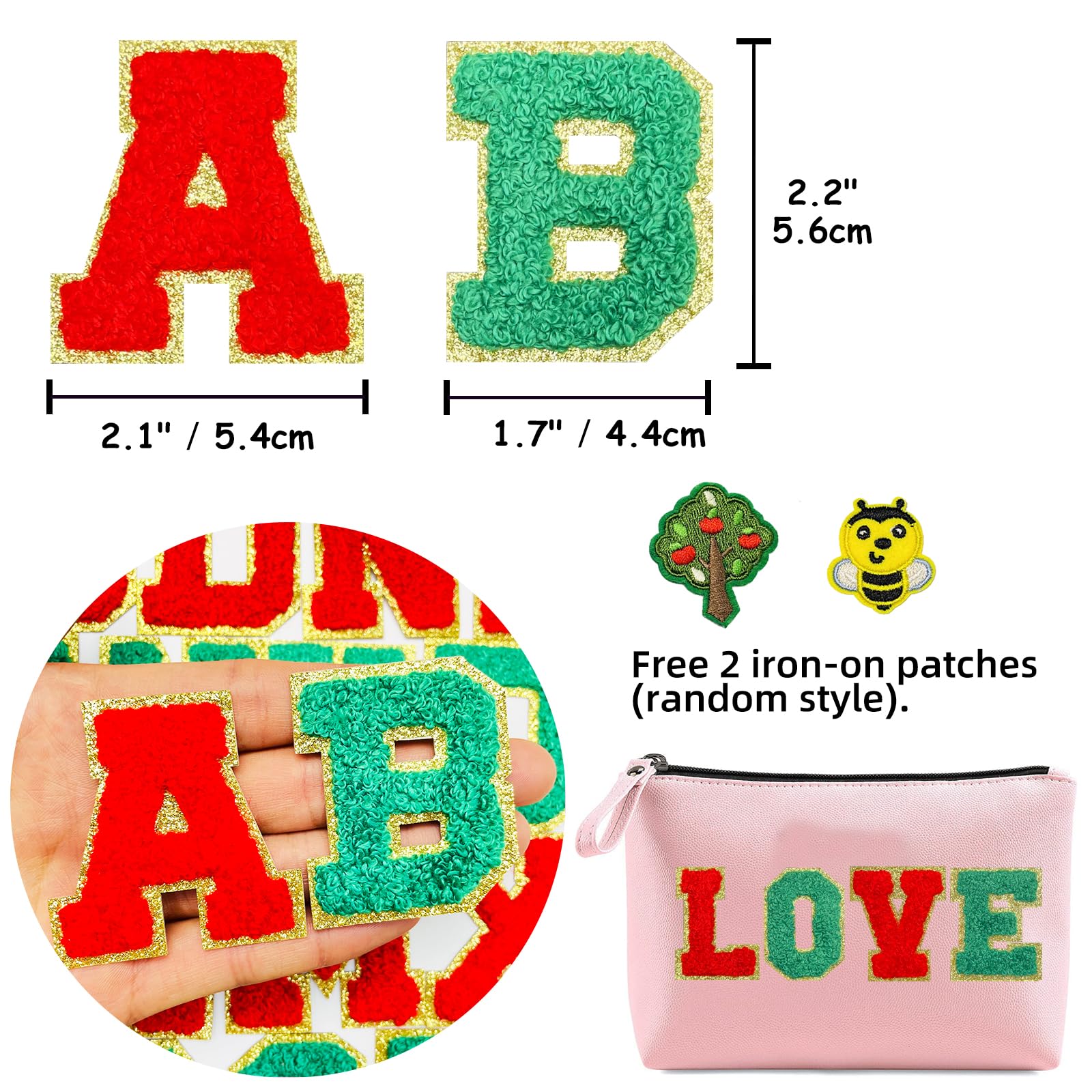 Snapklik.com : Jongdari Chenille Letter Patches Iron On Letters For ...