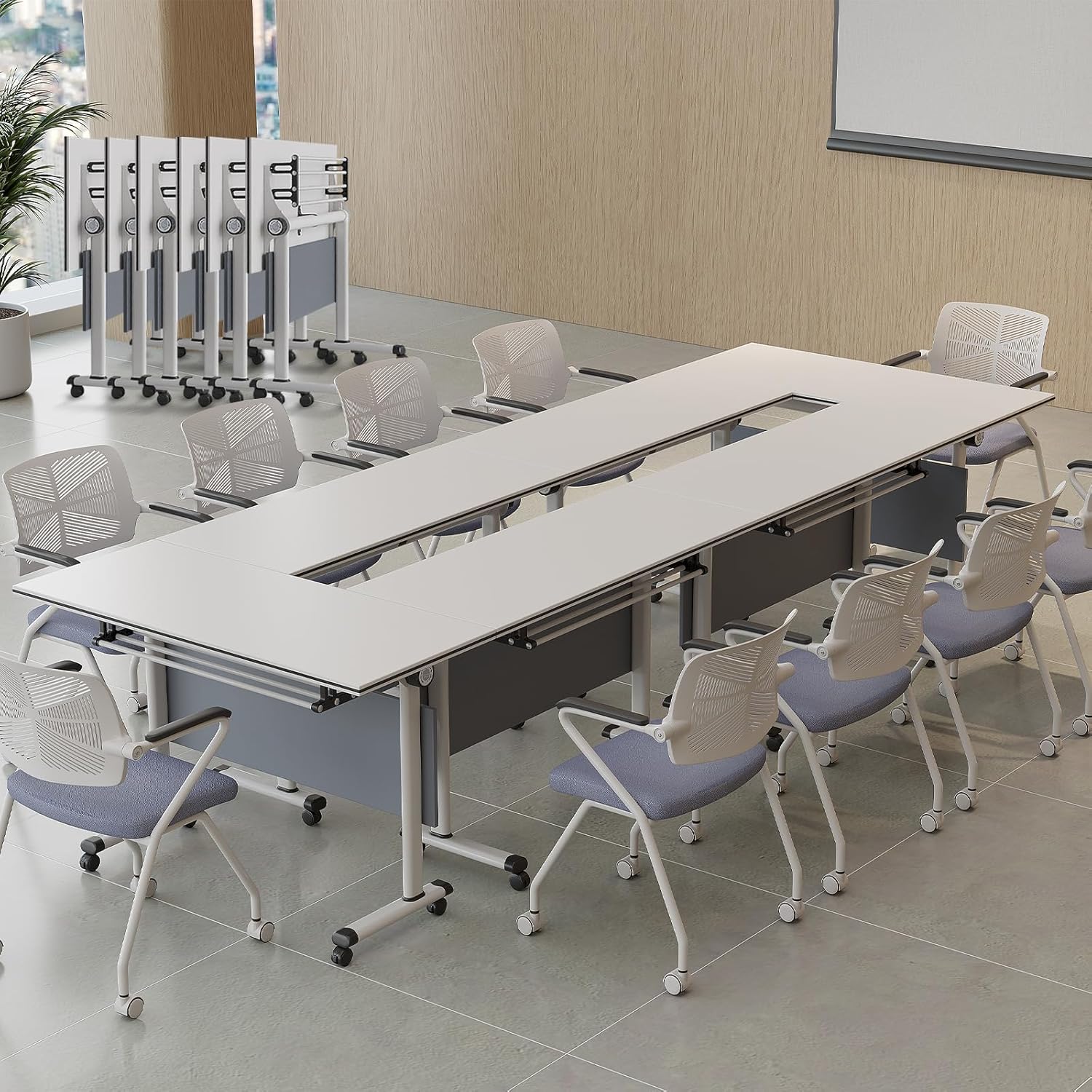 Amazon.com: Modern Conference Room Tables, Folding Flip Top Conference ...