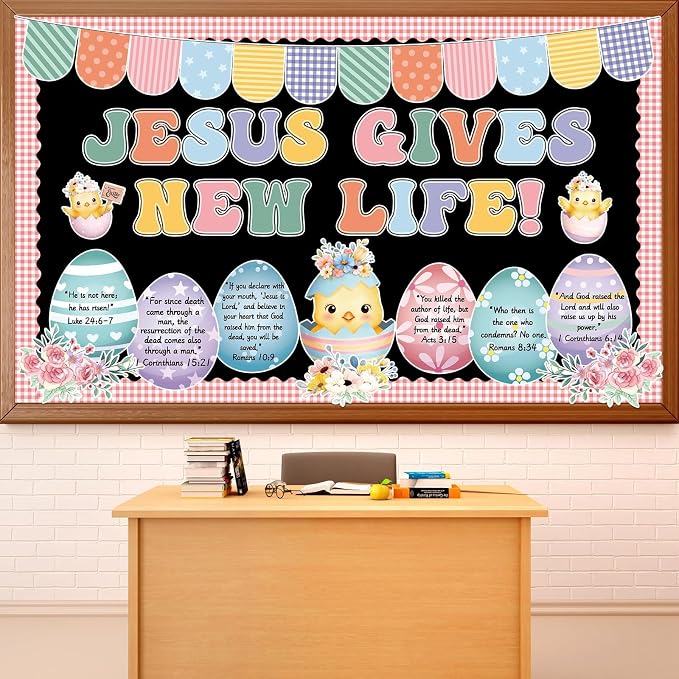Amazon.com: Easter Bulletin Board Set Easter Egg Religious Quotes ...