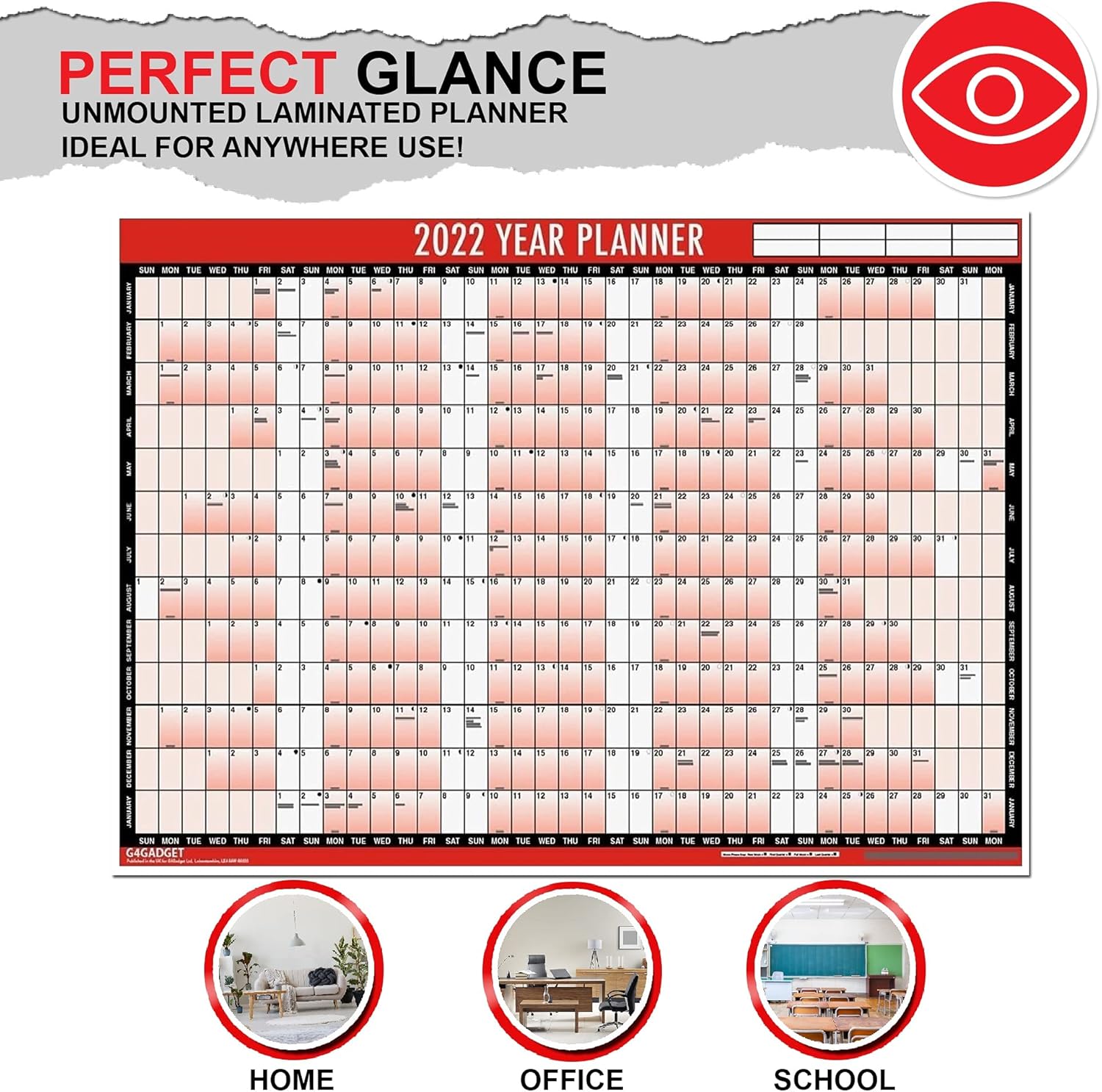 2022 Year Planner A2 Large Laminated Wall Planner Calendar 59.4cm x ...