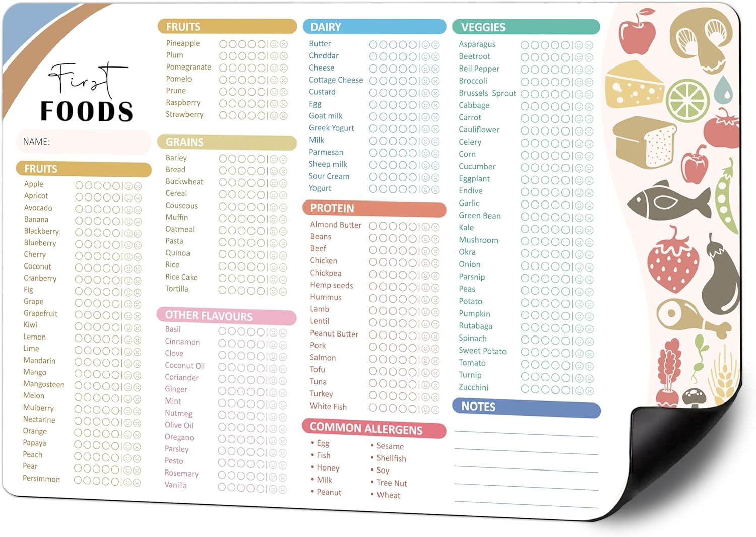 Amazon.com: BIROYAL Baby First Foods Tracker Fridge Magnet, Led Weaning ...