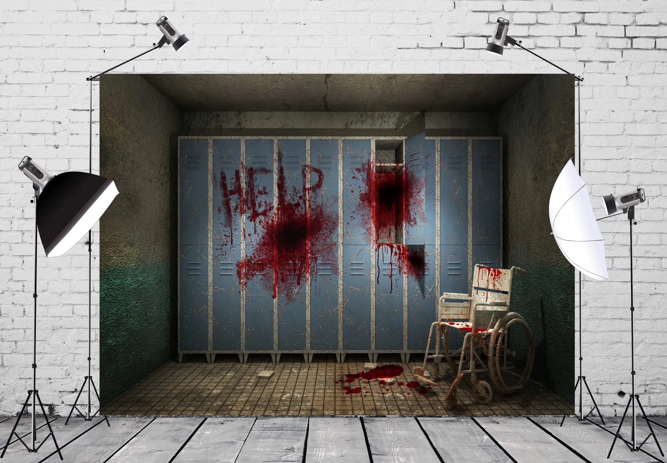 Snapklik.com : 10x65ft Fabric Halloween Hospital Backdrop Creepy Insane ...