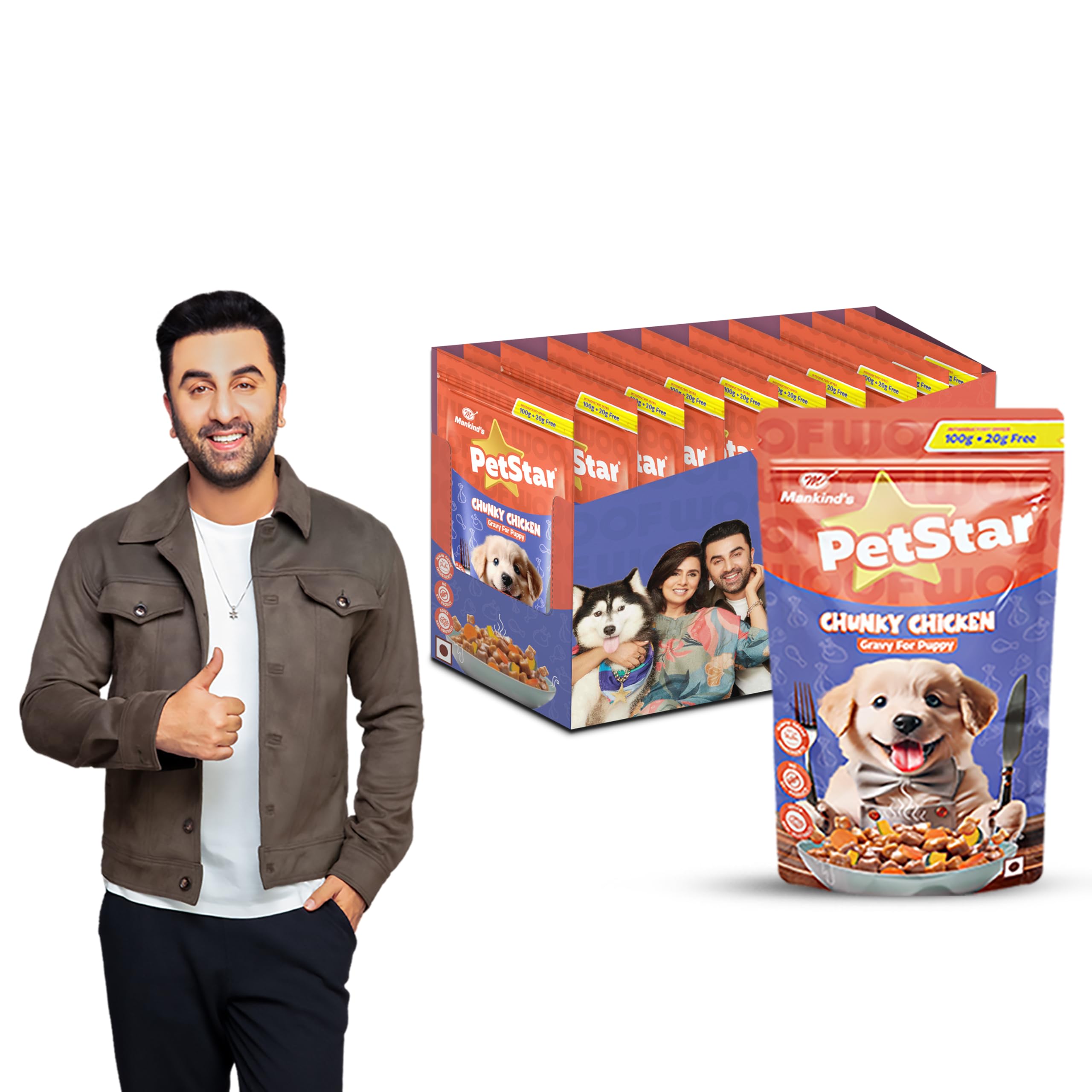 Mankind PetStar Puppy Wet Dog Food | Chunky Chicken Gravy | 100g+20g ...