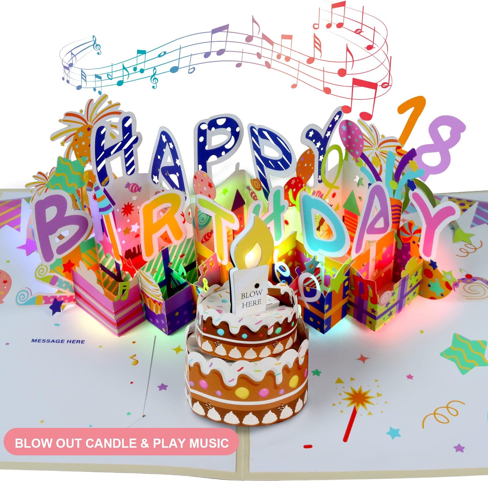 Amazon.com : Dinosaur Musical Birthday Cards for Kids Boys Girls - 3D ...