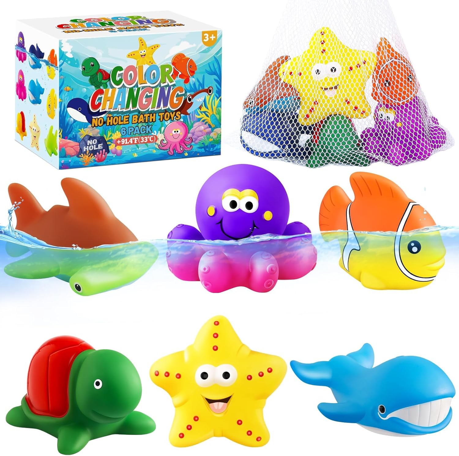 Color Changing No Hole Bath Toys for Kids 3-5 6-8, Toddler Bath Toys ...