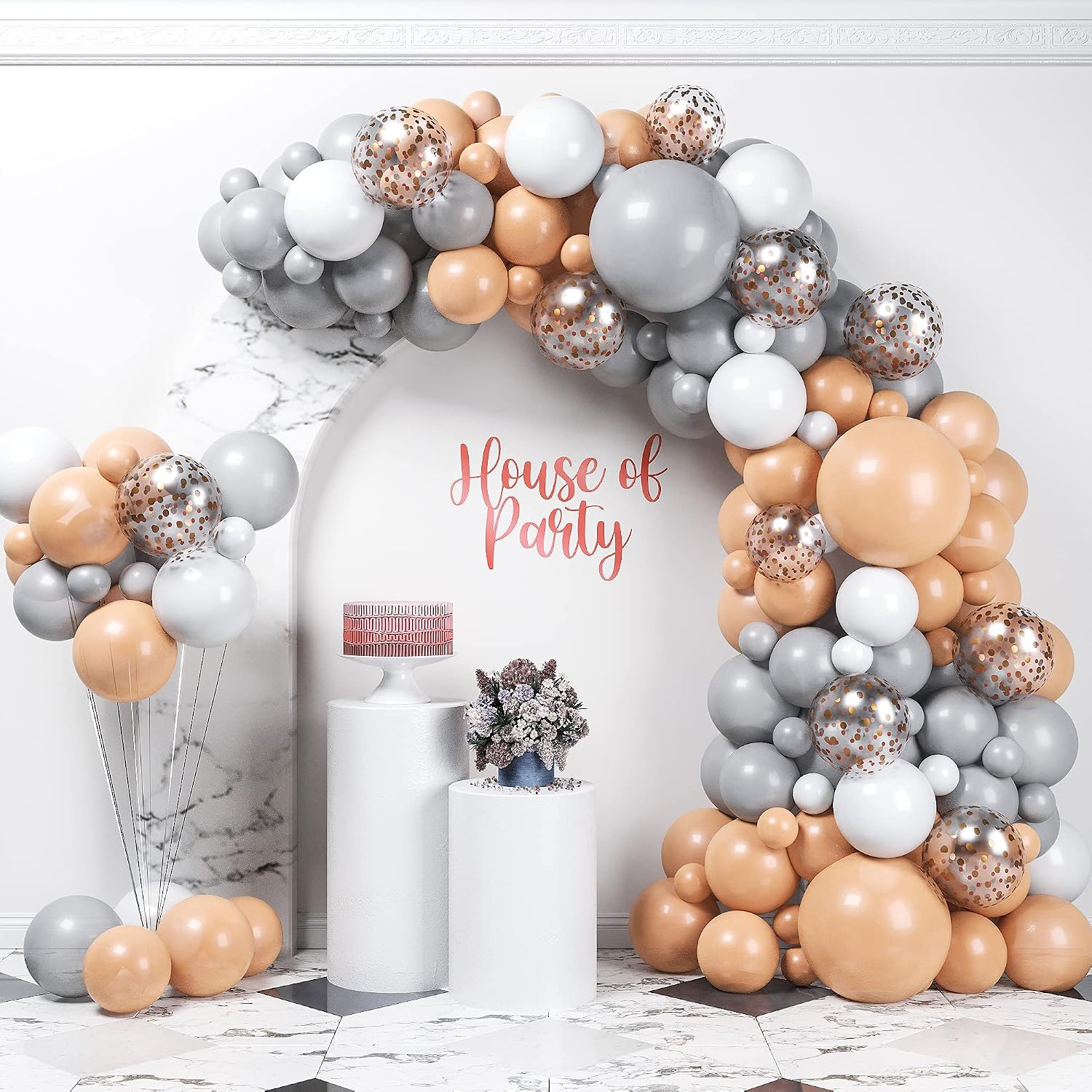 Amazon.com: HOUSE OF PARTY Pastel Orange Grey Balloons Garland - 5/12 ...