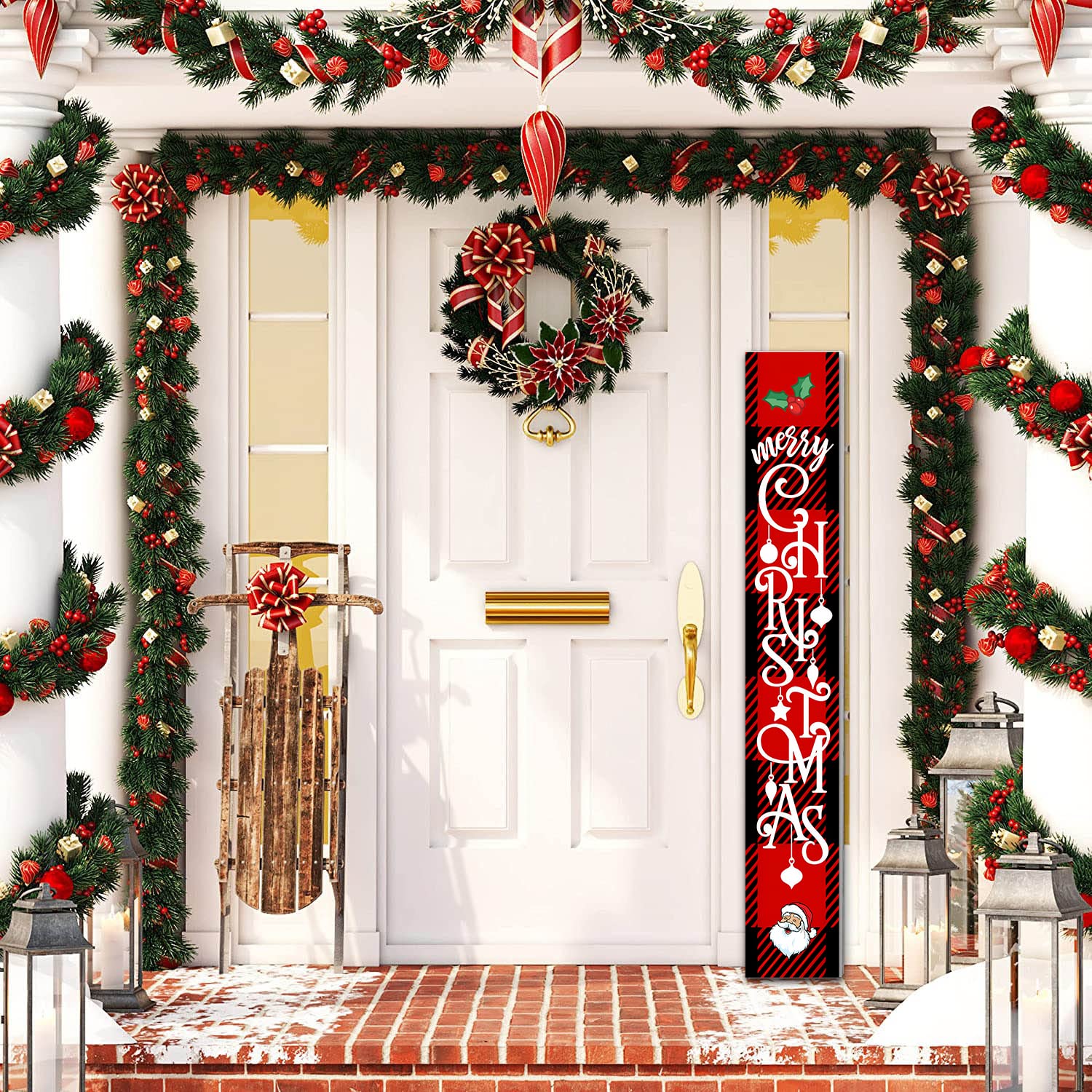 Amazon.com : Sokomurg (48in*8in) Merry Sign Christmas Signs Vertical ...