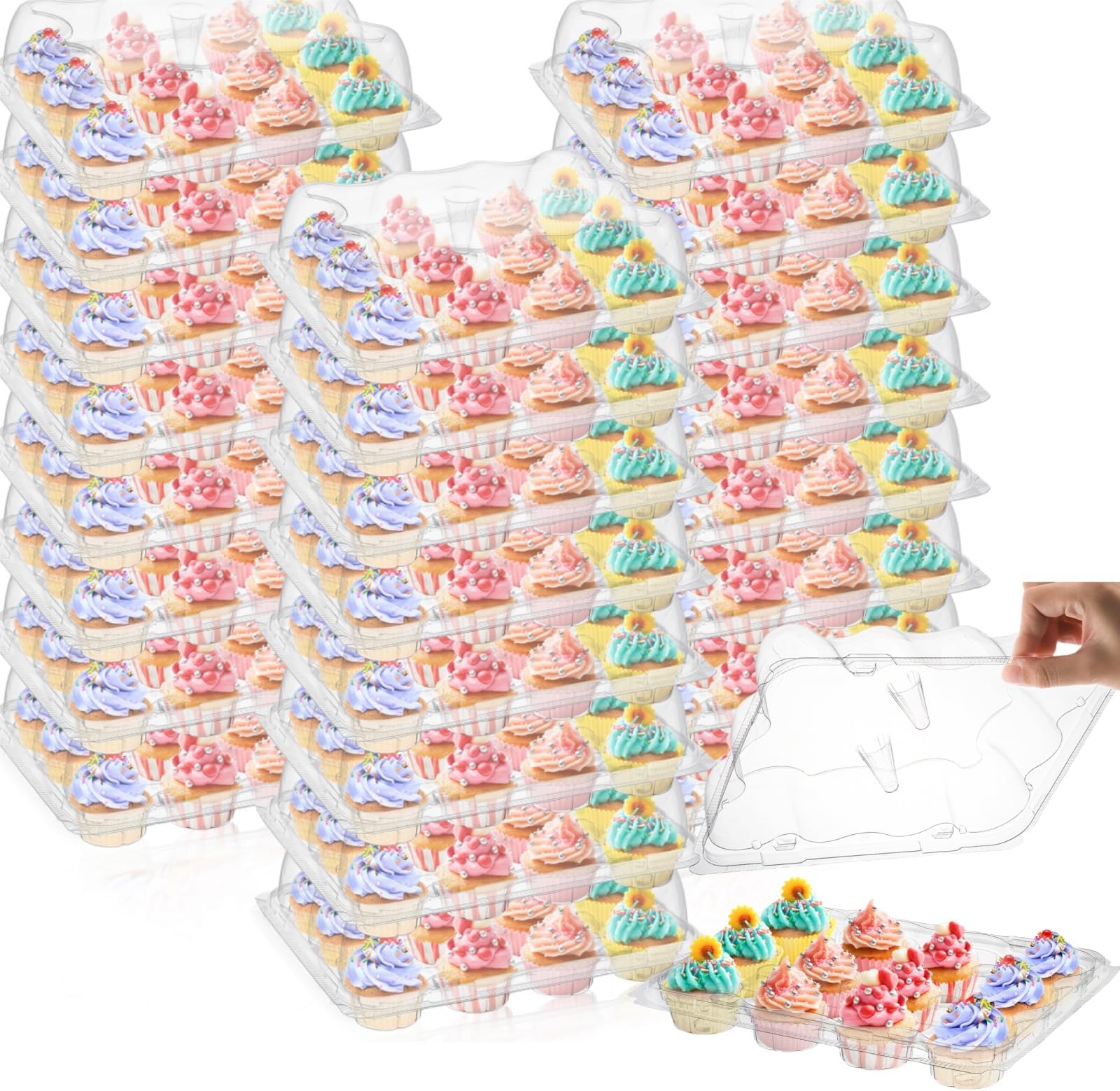 Amazon.com: Inline Plastics 12-Compartment Small Mini Cupcake/Muffin ...