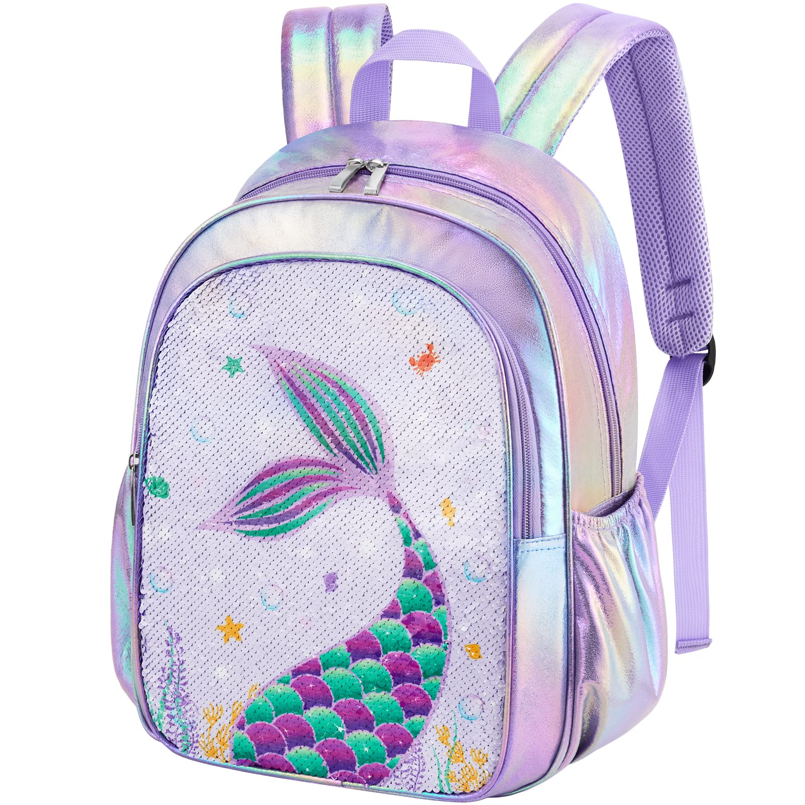 Amazon.com | WAWSAM Mermaid Kids Backpack - Sparkly Sequins Backpack ...