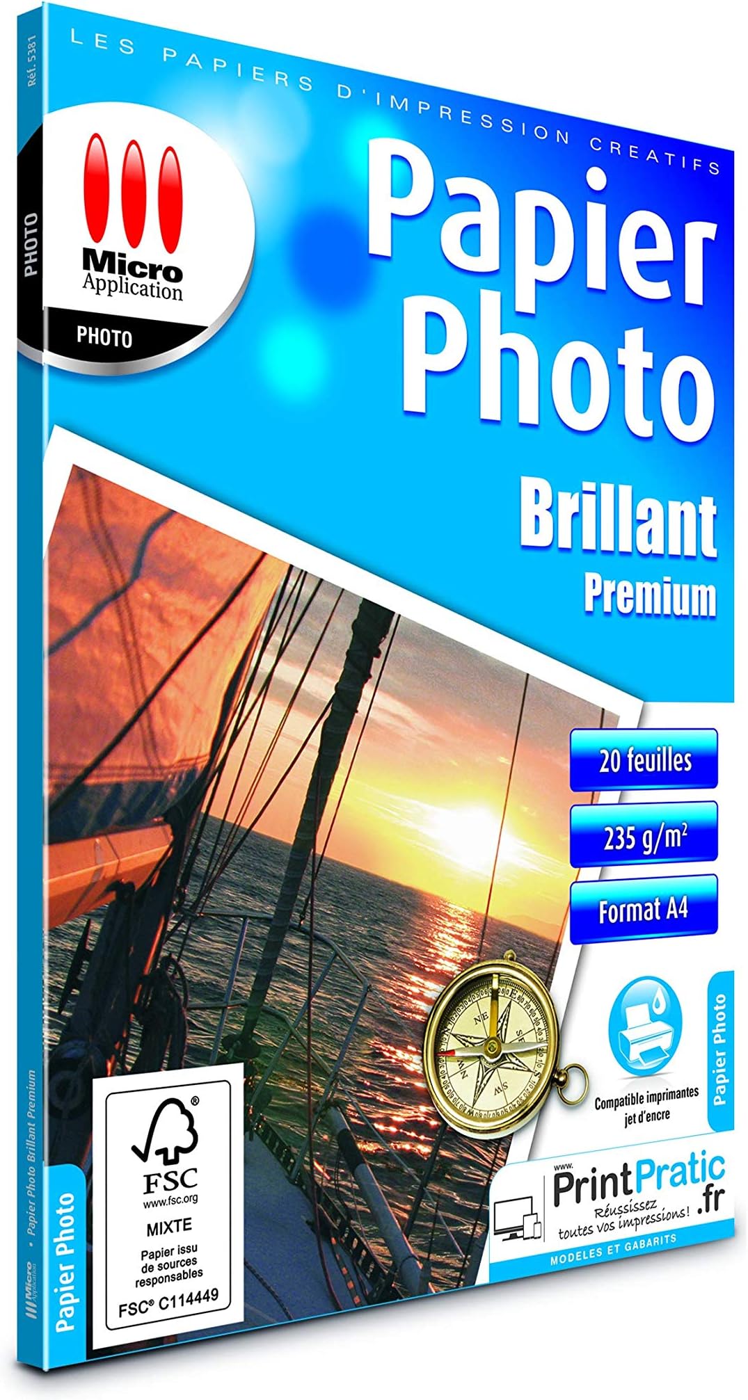 Papier photo HP Everyday, brillant, 200 g/m2, A4, 25 feuilles : Amazon ...
