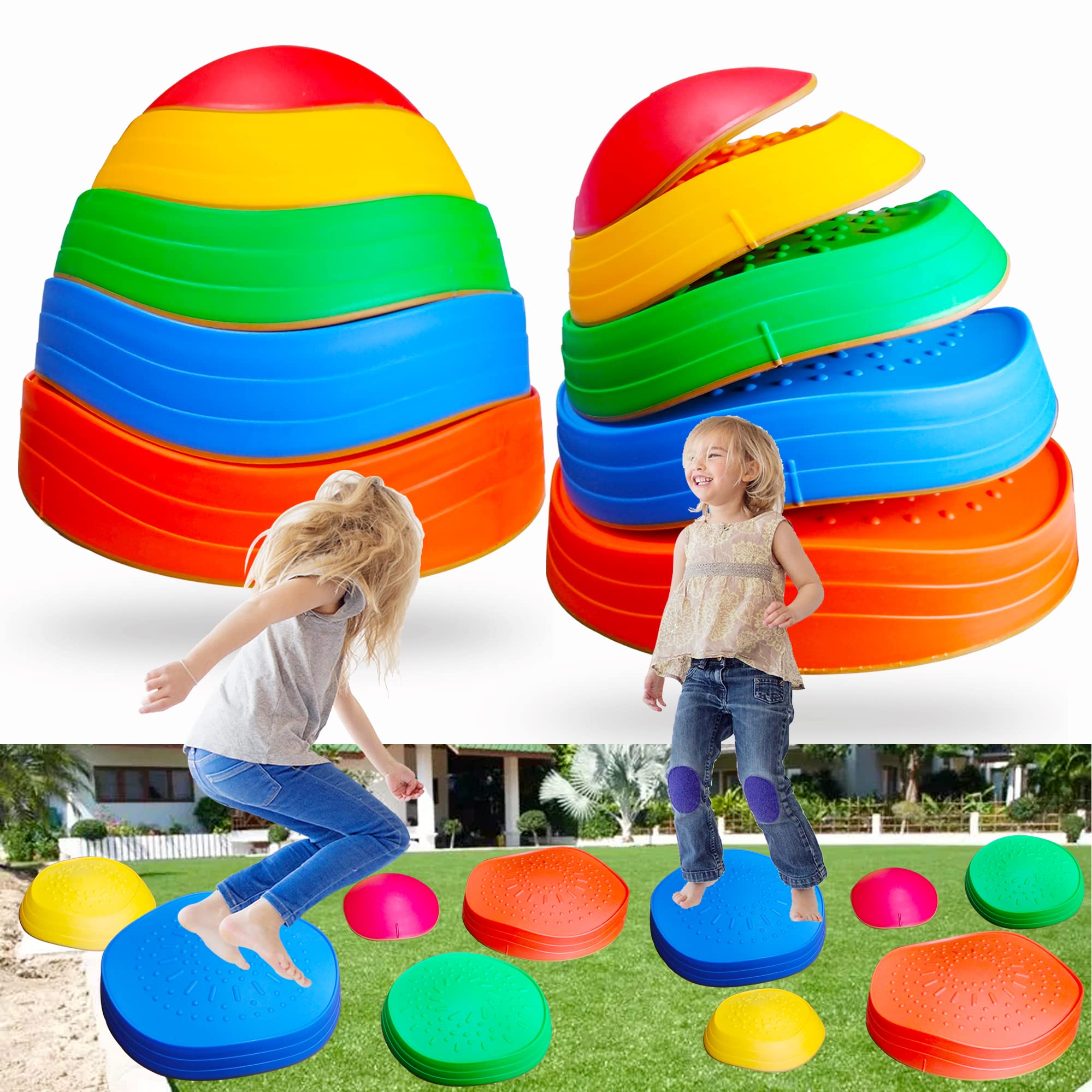 Meanhdag 10 Pcs Balance Stepping Stones For Kids Obstacle Course ...