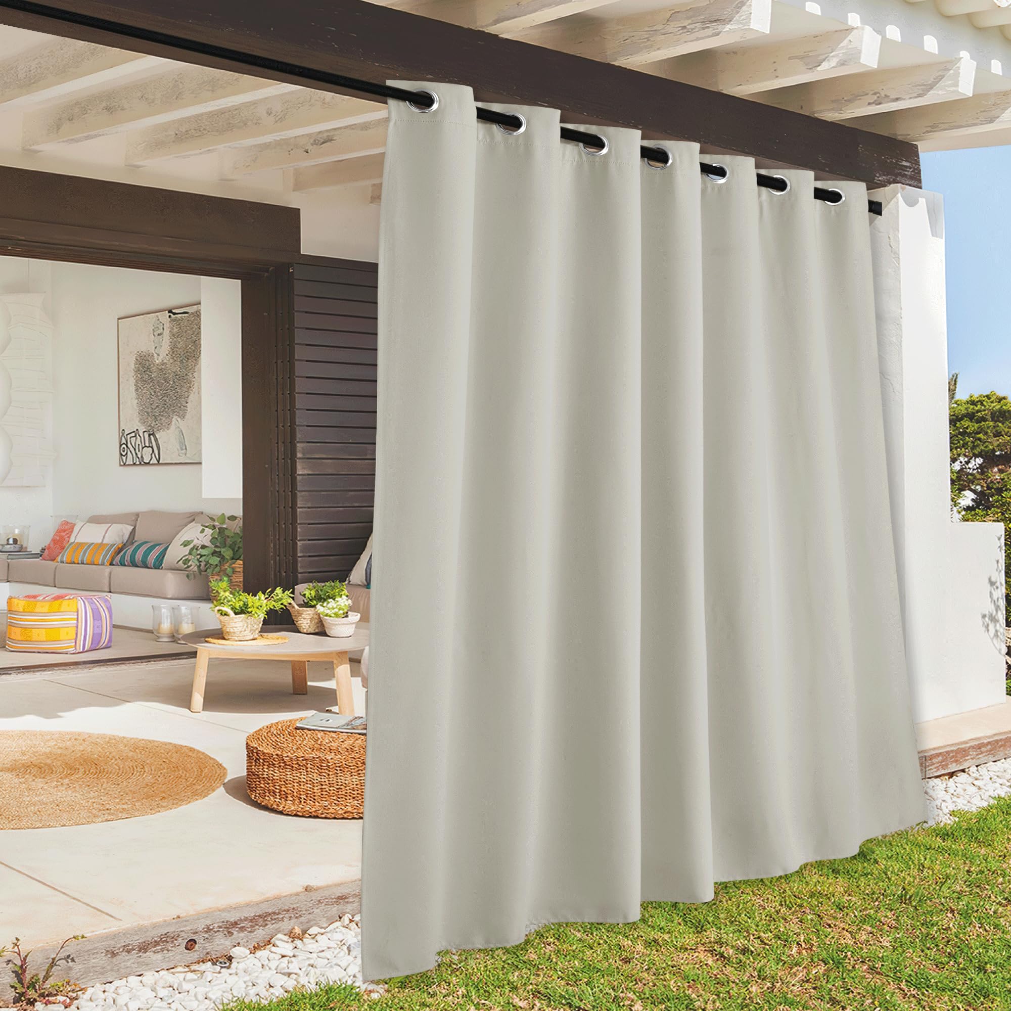 Amazon.com: RYB HOME Extra Wide Outdoor Curtains - Blackout Sunlight ...