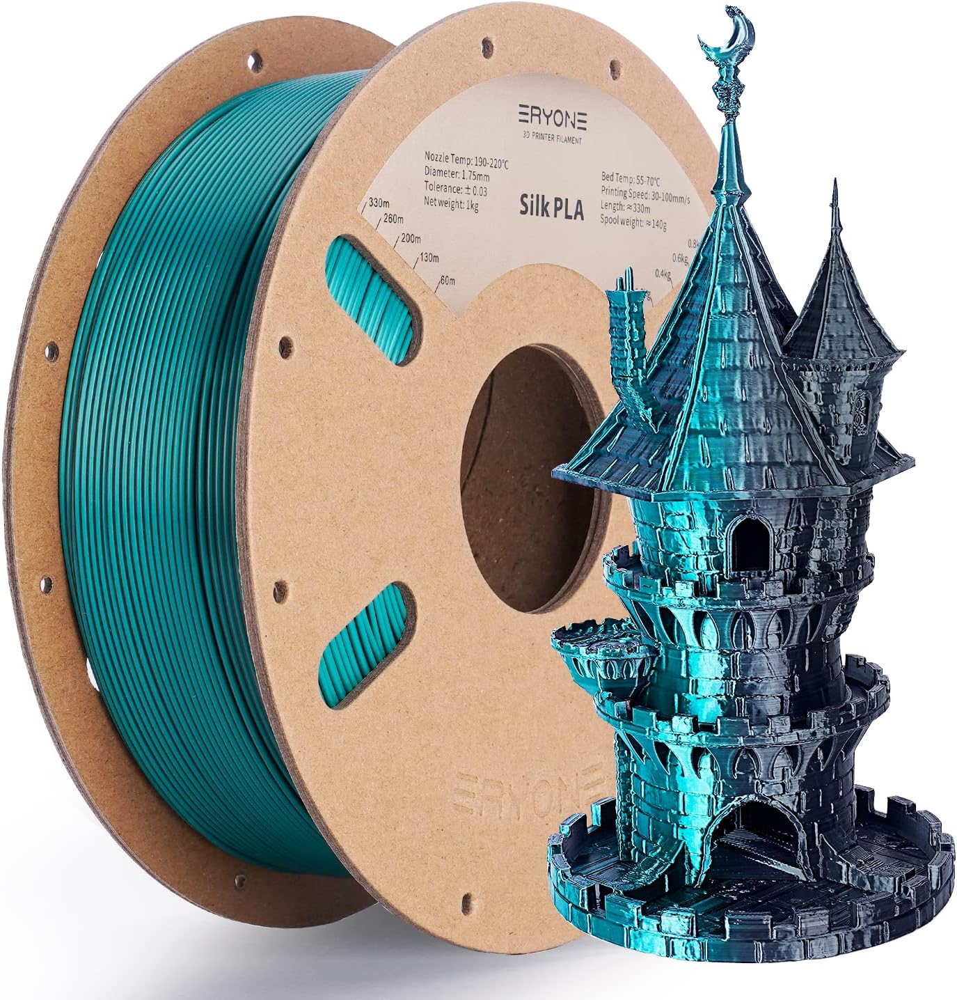 ERYONE Silk Dual Color Filament PLA 3D Printer 1.75mm, -0.03mm ...