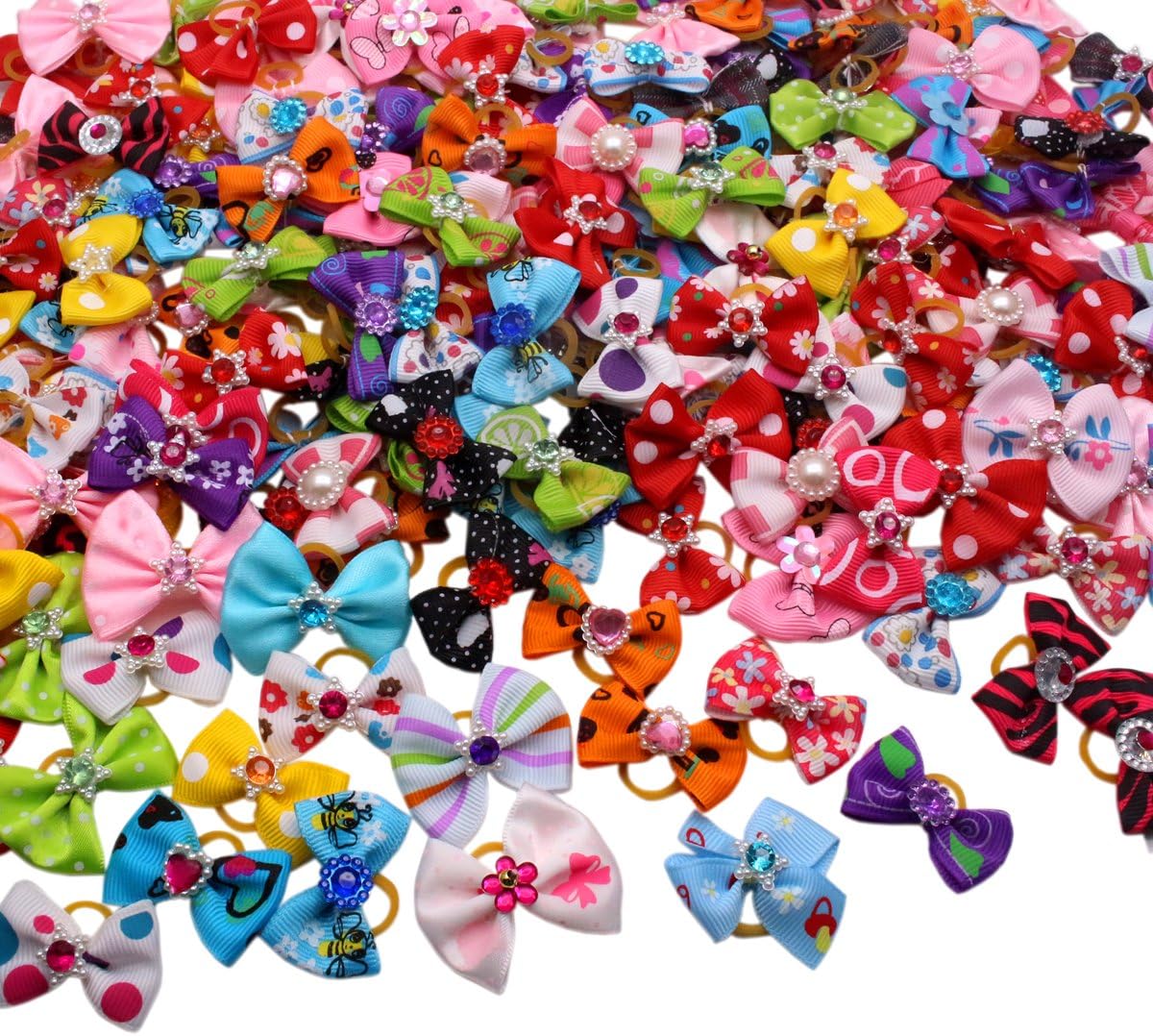 Amazon.com : YOY 50 Pcs Adorable Grosgrain Ribbon Pet Dog Hair Bows ...