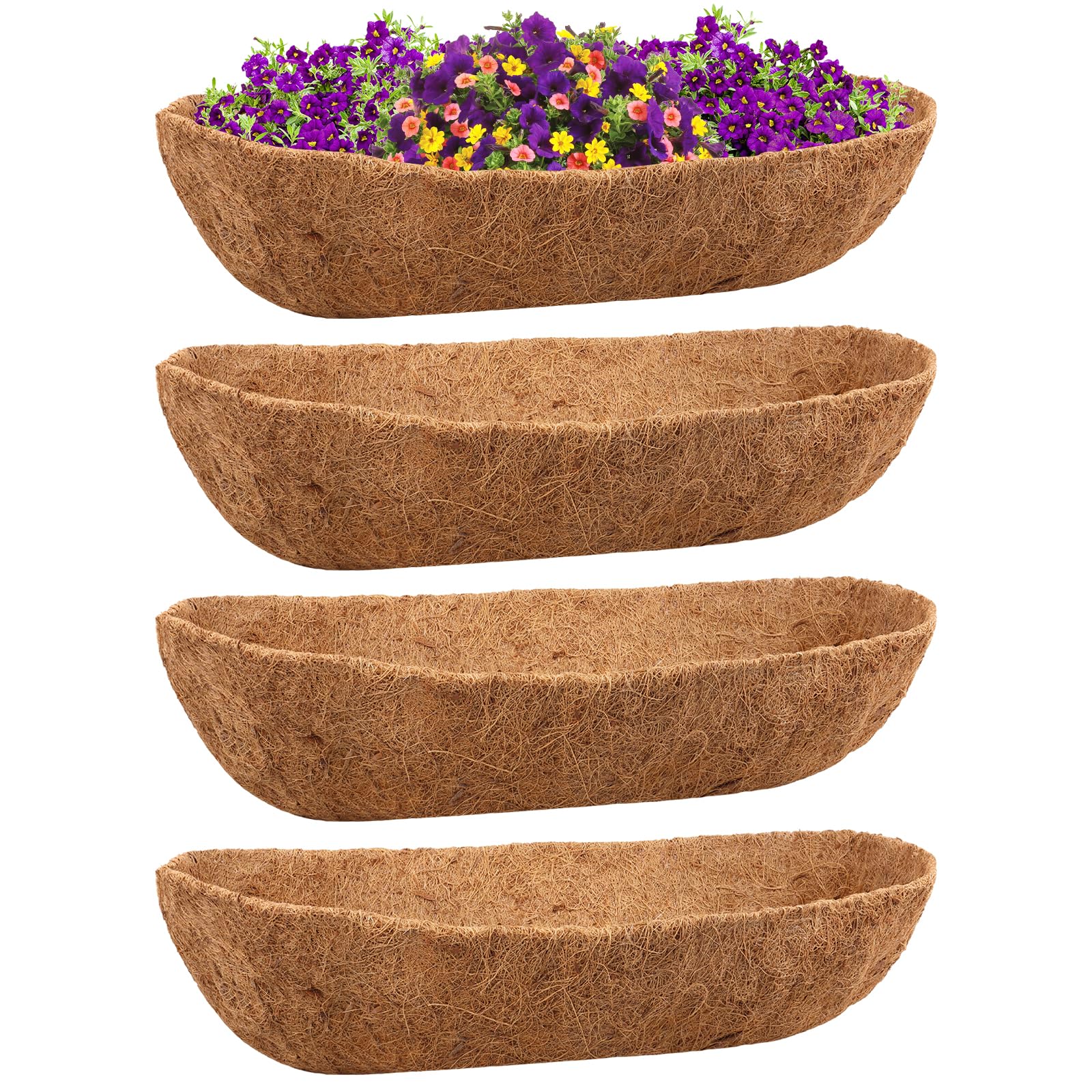 Snapklik.com : 4 Pack 36 Inch Trough Coir Liners For Planters, Pre ...