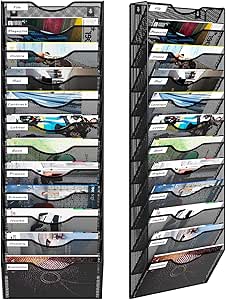 PAG-Mass 12-Tier Wall Magazine File Organizer Hanging,A4 Wall Mounted ...