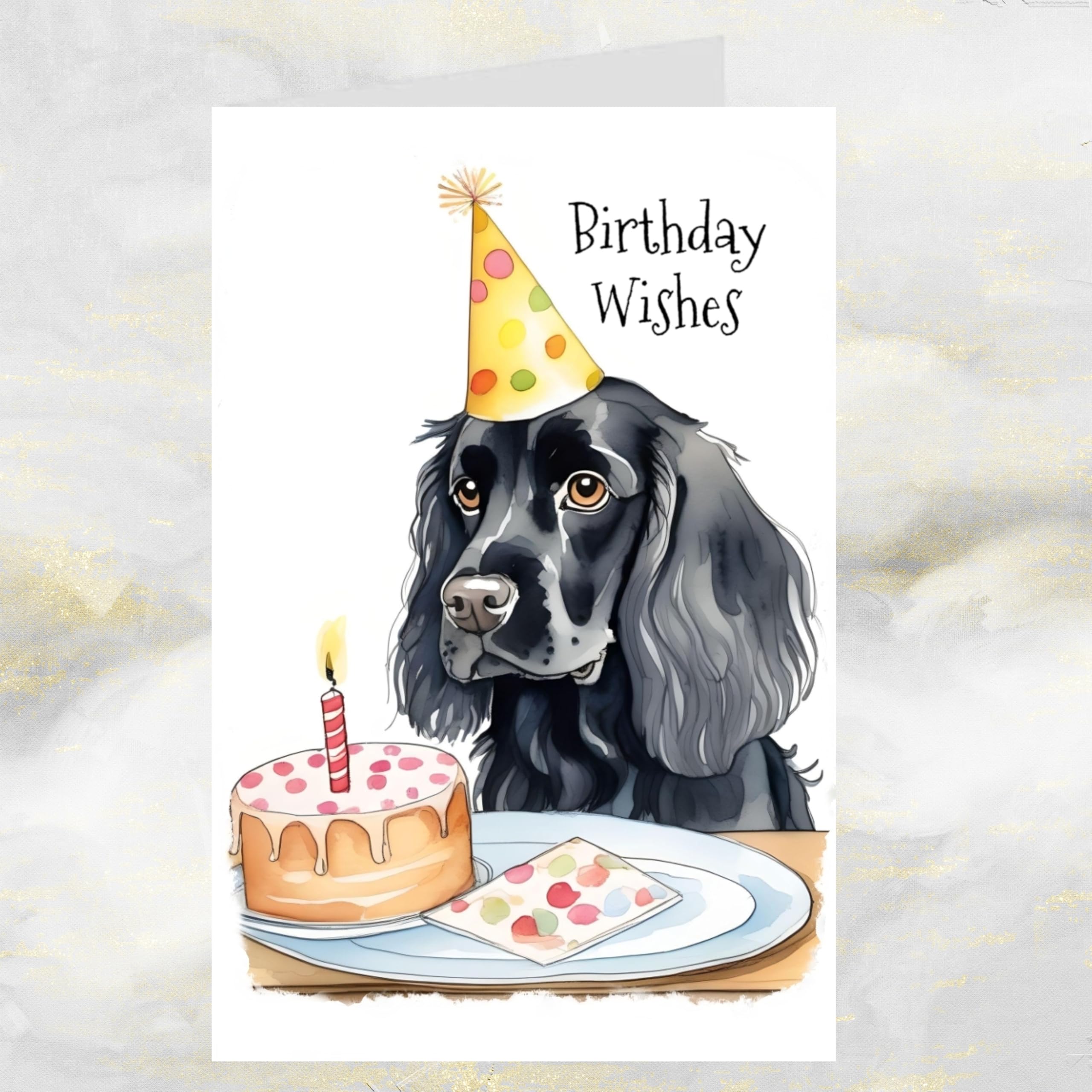 Black Cocker Spaniel Happy Birthday Cocker Spaniel Dog Birthday Card,