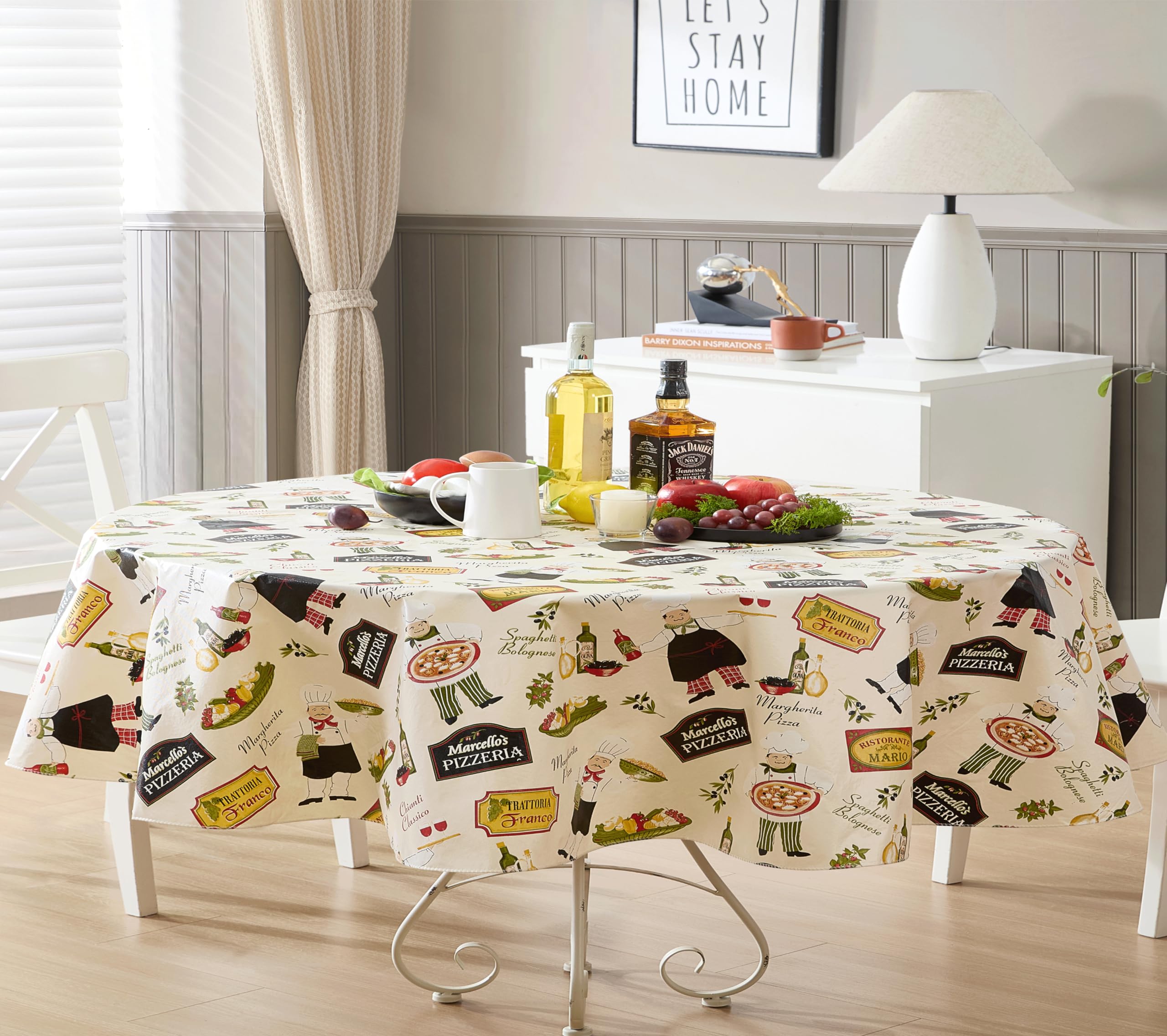 Amazon.com: Newbridge 60 x 84 Inch Oval Vinyl Tablecloth with Flannel ...