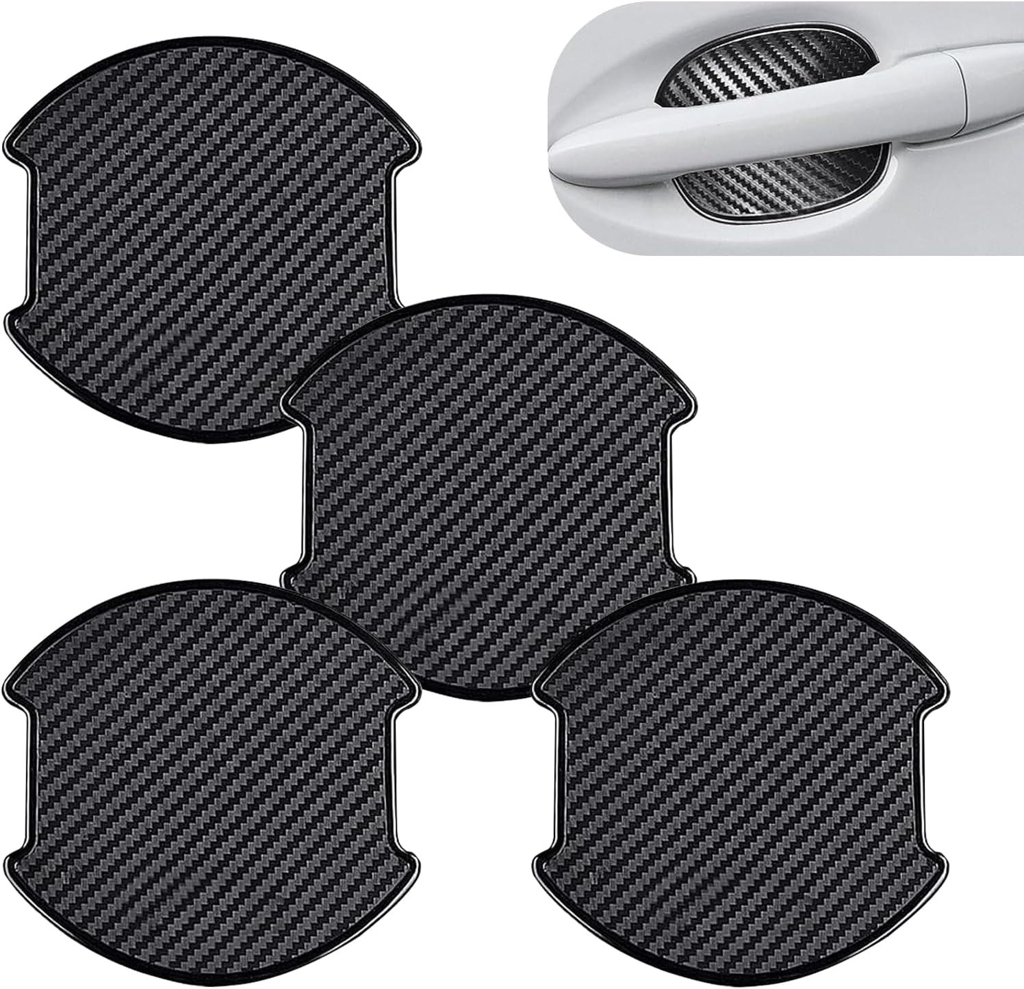 Amazon.com: Zikefest 4PCS Car Door Handle Protector, Carbon Fiber Car ...