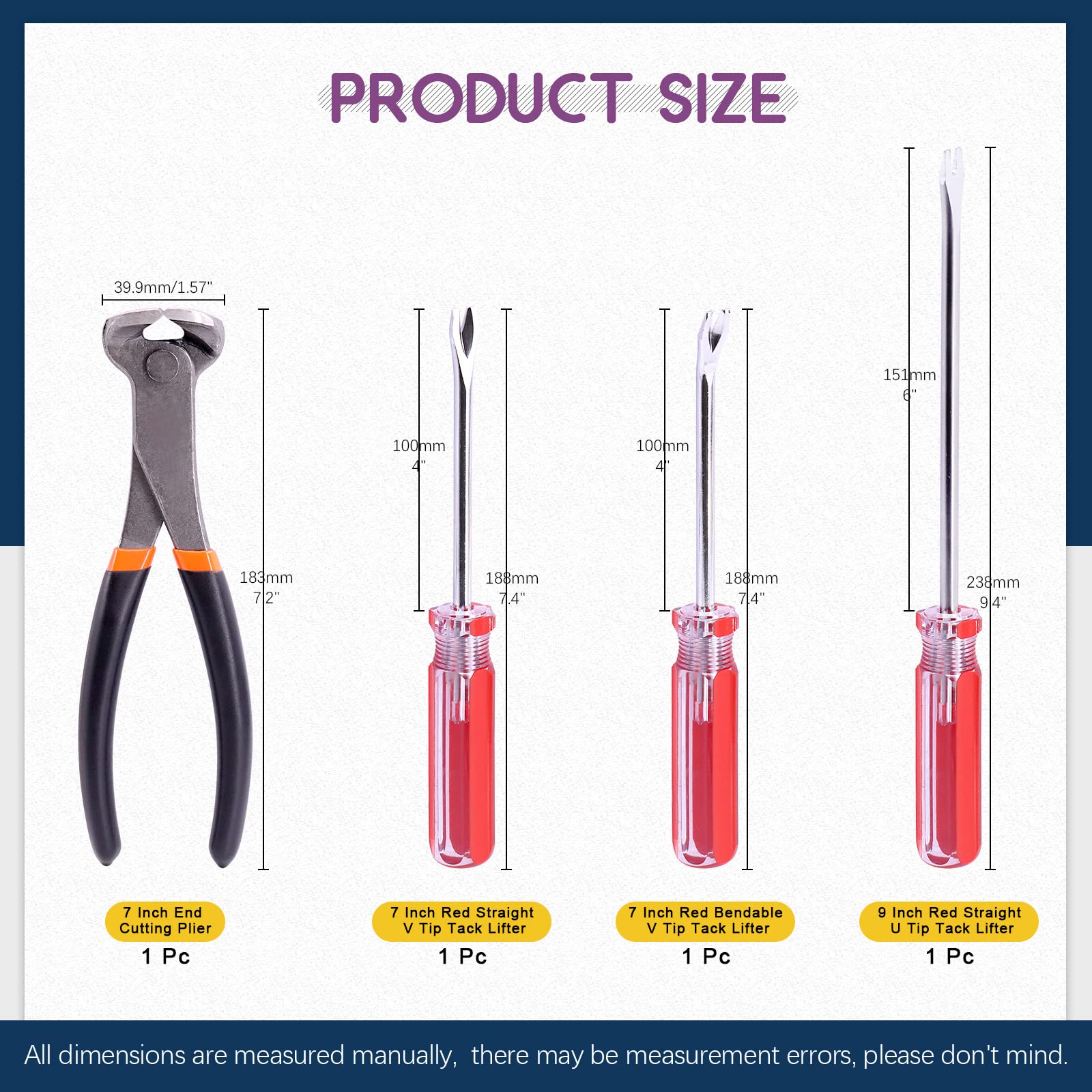 Swpeet 4Pcs Nail Pullers Nail Remover Tool 7 Inch End Cutting Pliers ...