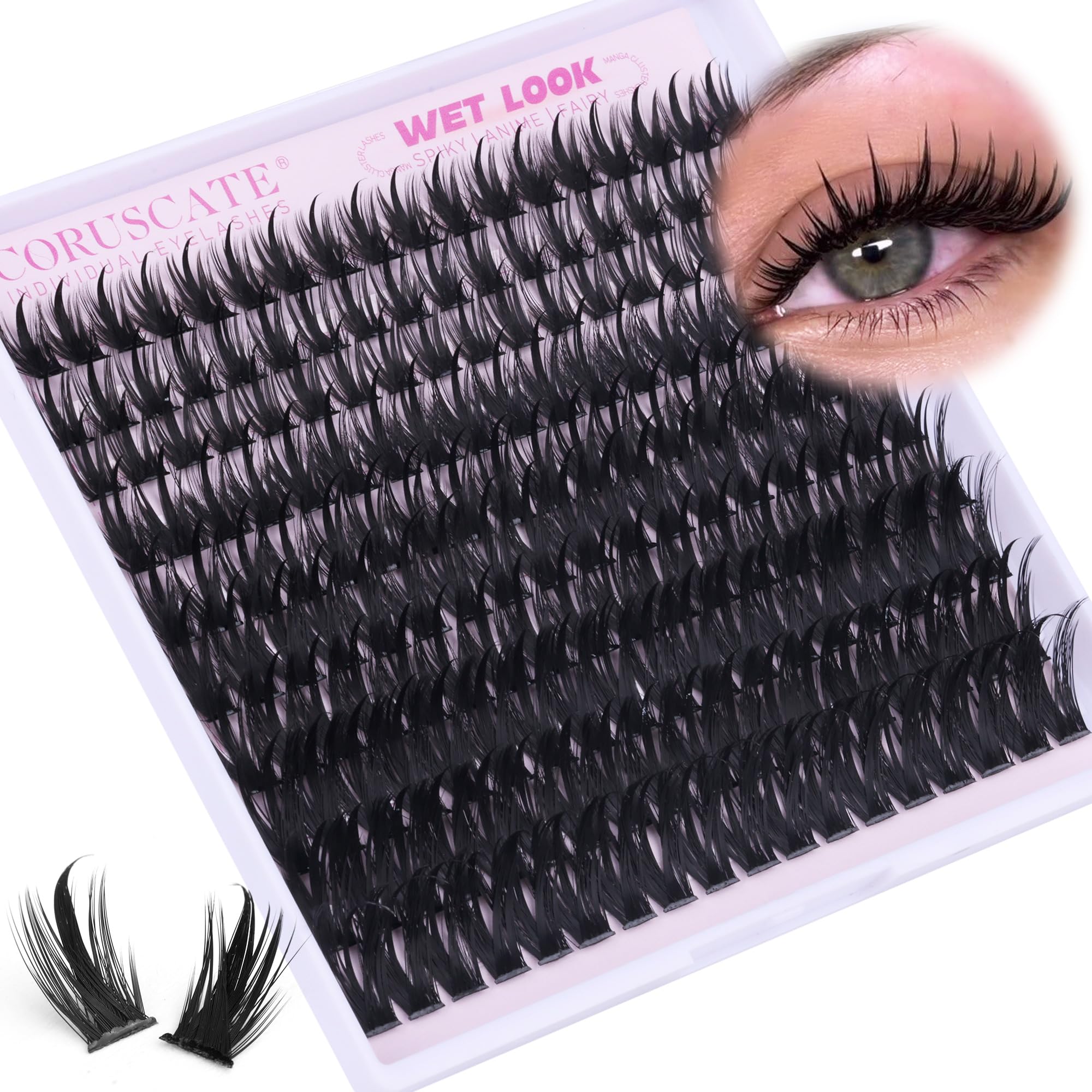 Manga Cluster Lashes 12-22mm Long Individual Eyelashes Anime Lashes ...