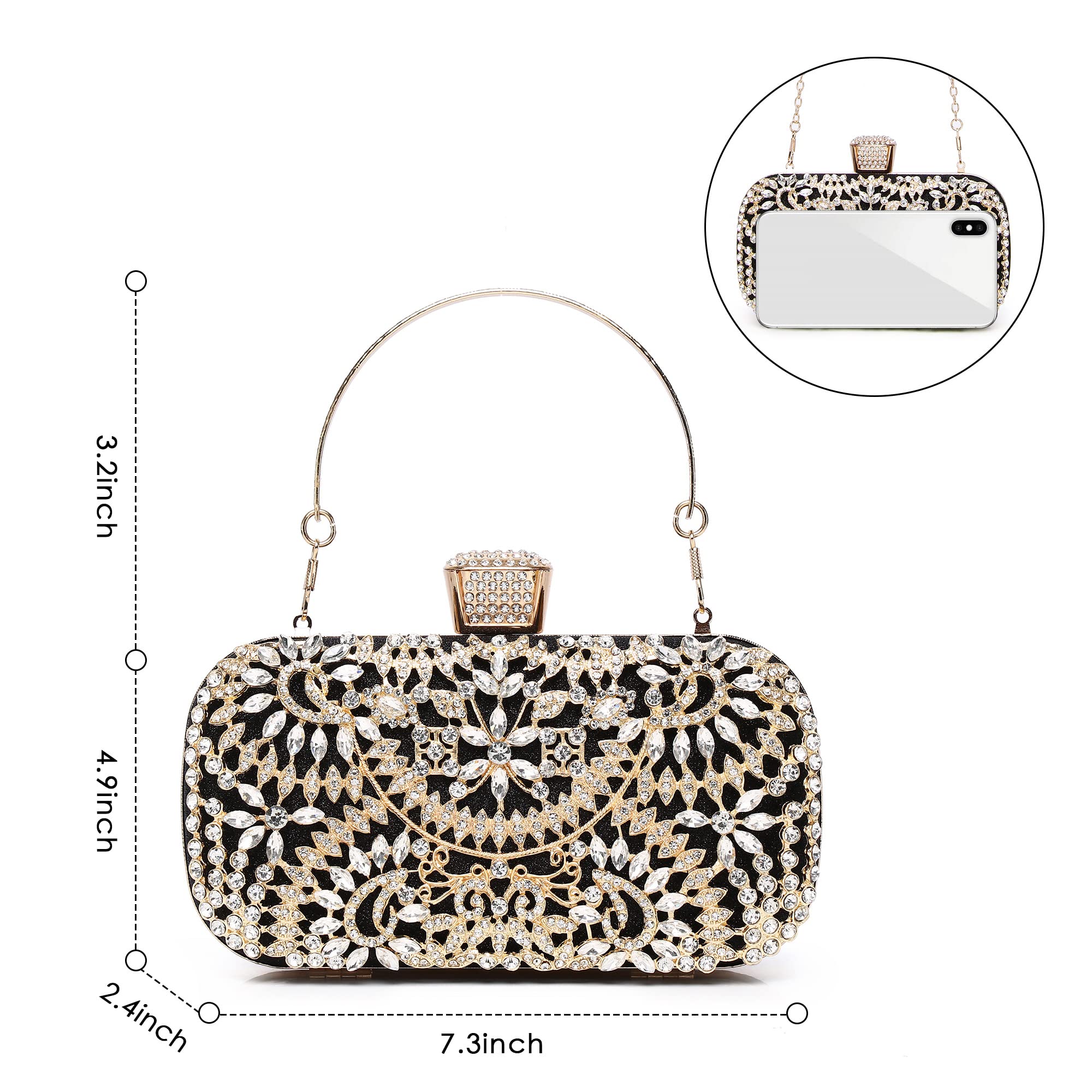 fannos Gold Rhinestone Clutch Purse Gold Rhinestone Clutch Purse Gold ...