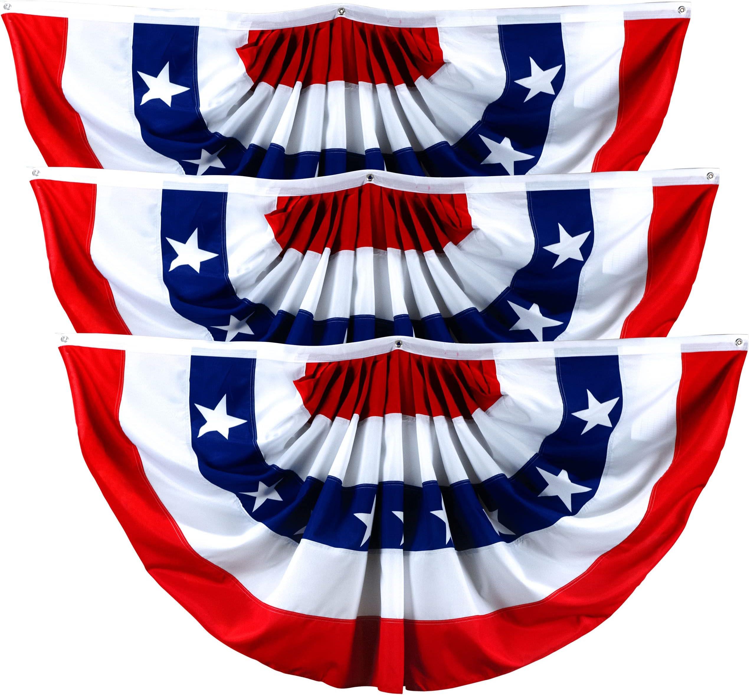 Amazon.com : Anley USA Pleated Fan Flag, 3x6 Feet American US Bunting ...
