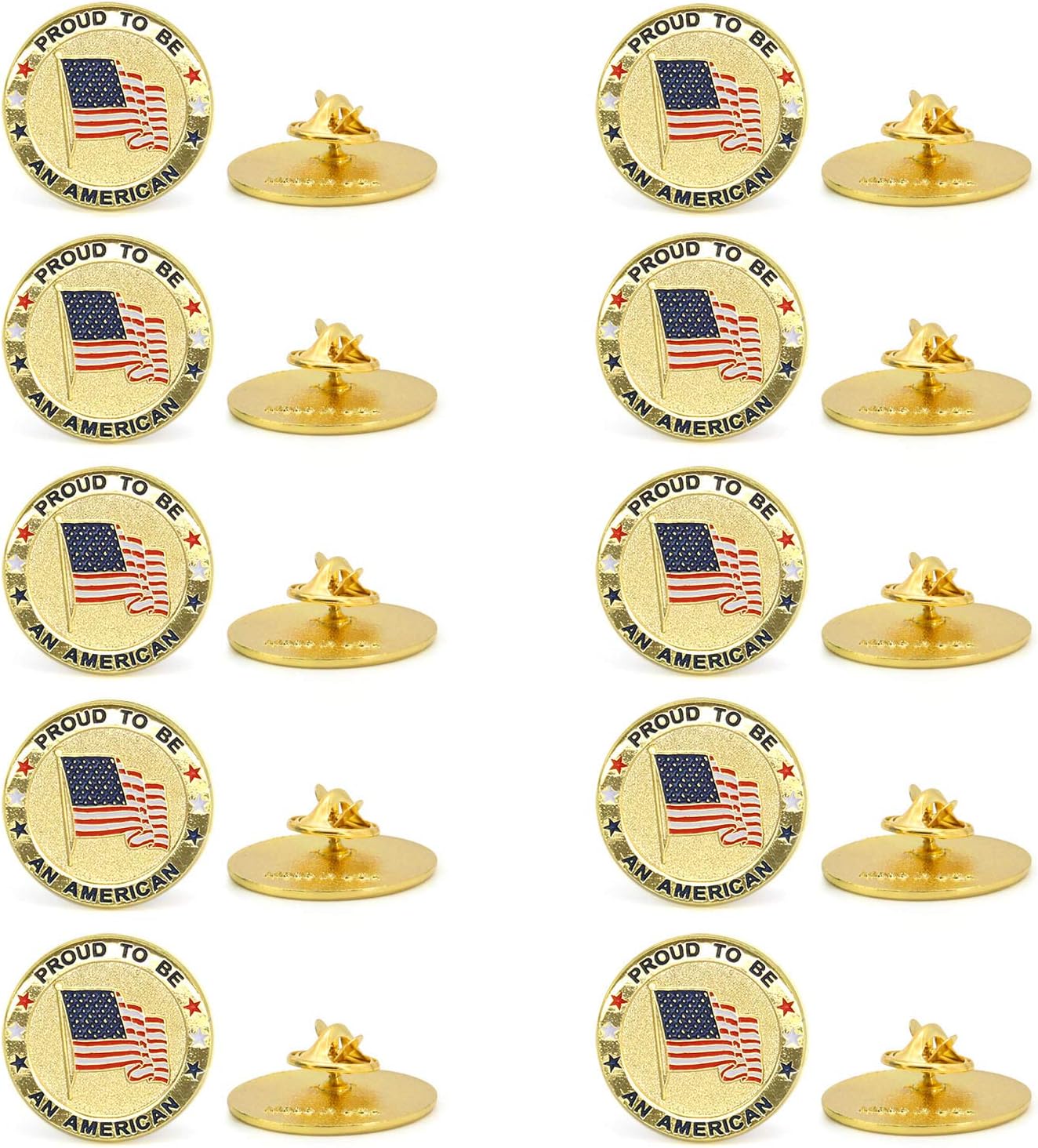 Amazon.com: 10 Pack Round American Flag Pin- Pround to Be An American ...