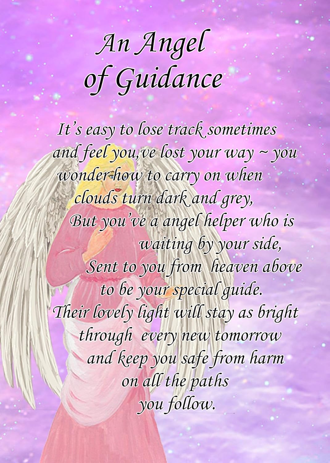 Angel of Guidance Poem Verse Greeting Card : Amazon.co.uk: Stationery ...
