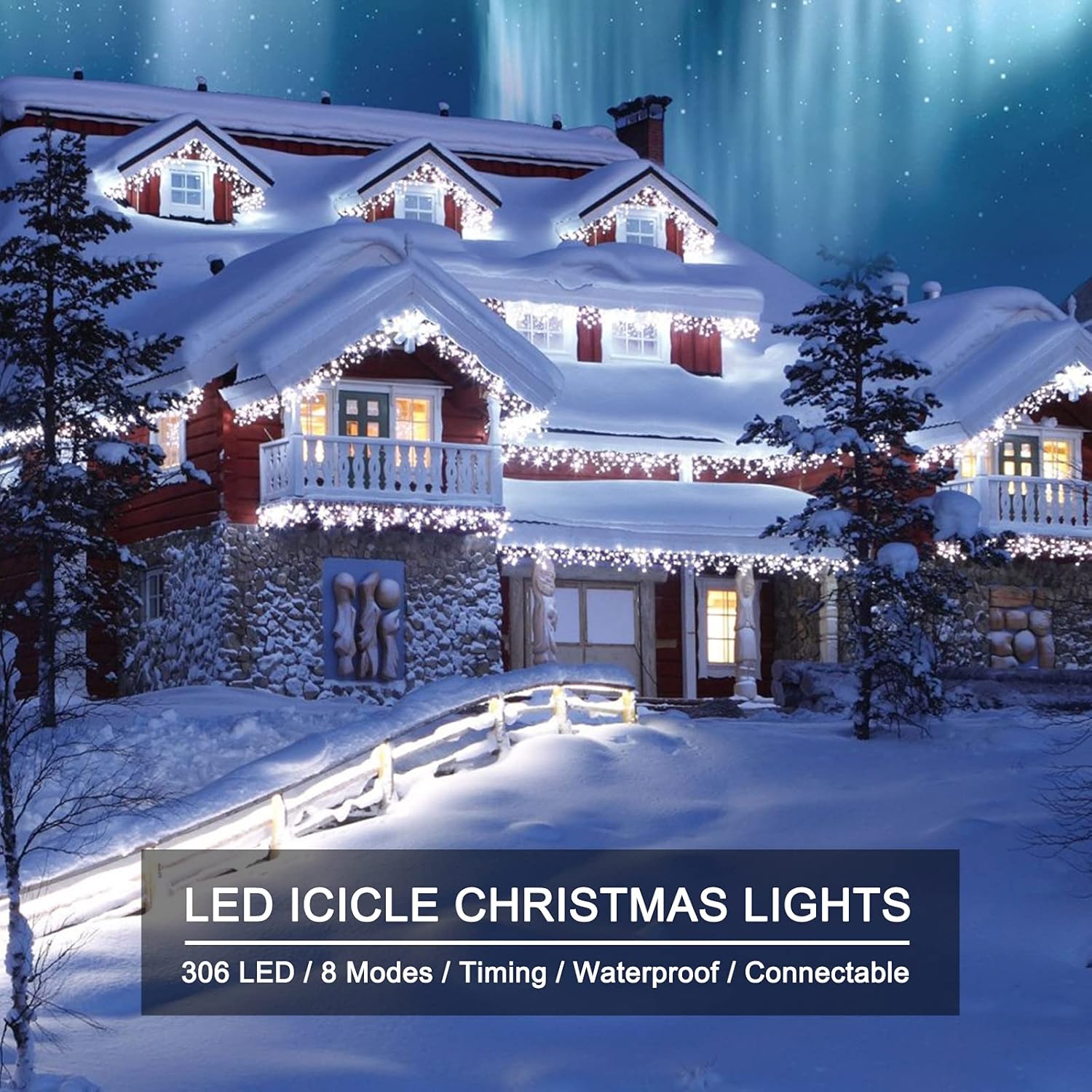 Buy Led Icicle Christmas Lights Outdoor, 19.6 Feet 54 Drops with 306 ...