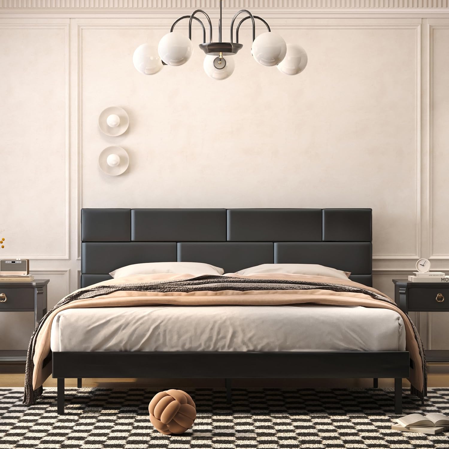 Amazon.com: SUBRTEX Bed Frame Full Size with Headboard, Leather Wrap ...