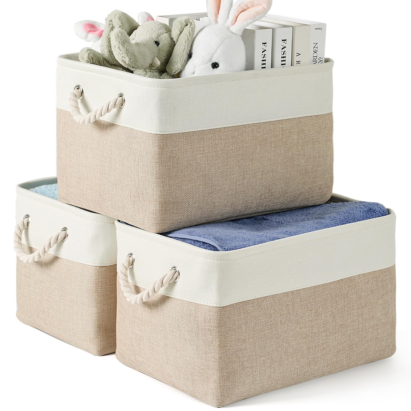 Amazon.com: Storage Bins 3 Pack, Fabric Storage Basket for Collapsible ...