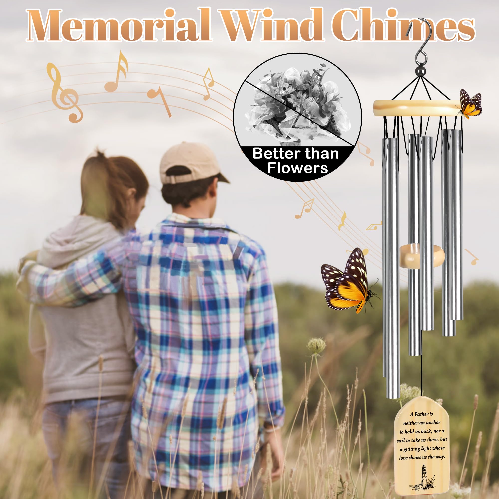 Snapklik.com : Sympathy Gift For Loss Of Dad, Memorial Wind Chimes, In ...