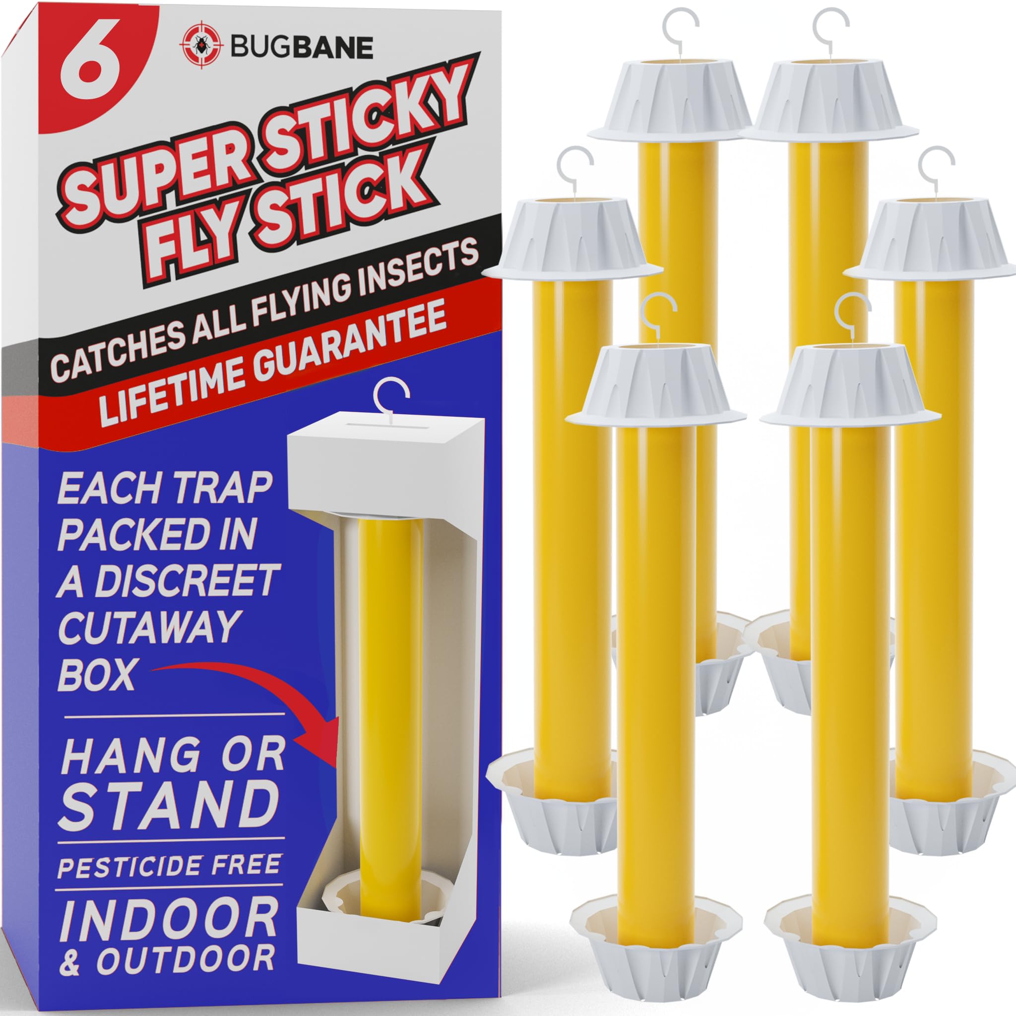 Amazon.com : Fly Stick Sticky Fly Traps for Indoors and Outdoor 6pk ...
