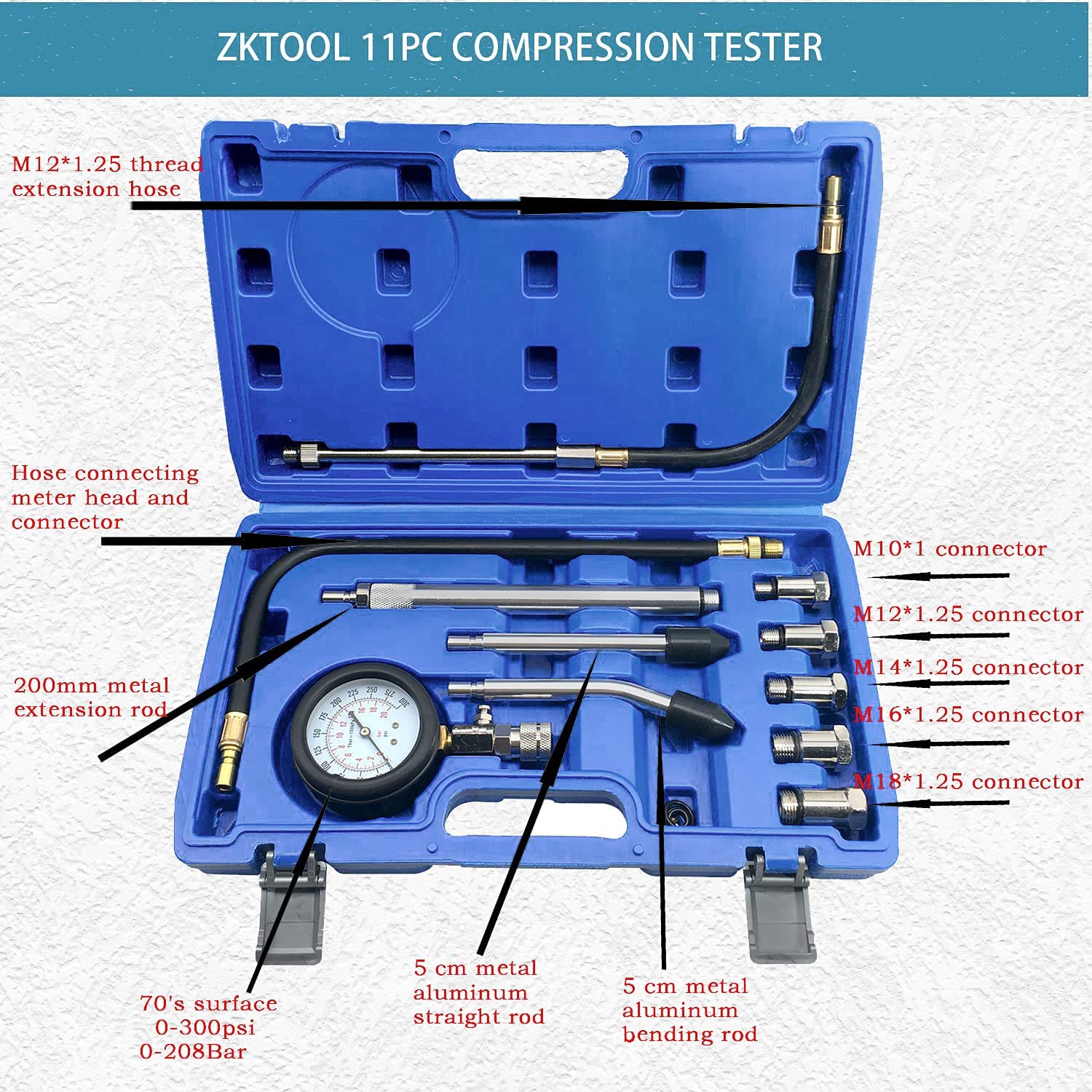 Snapklik.com : ZKTOOL 11PC Compression Tester, Automotive Engine ...