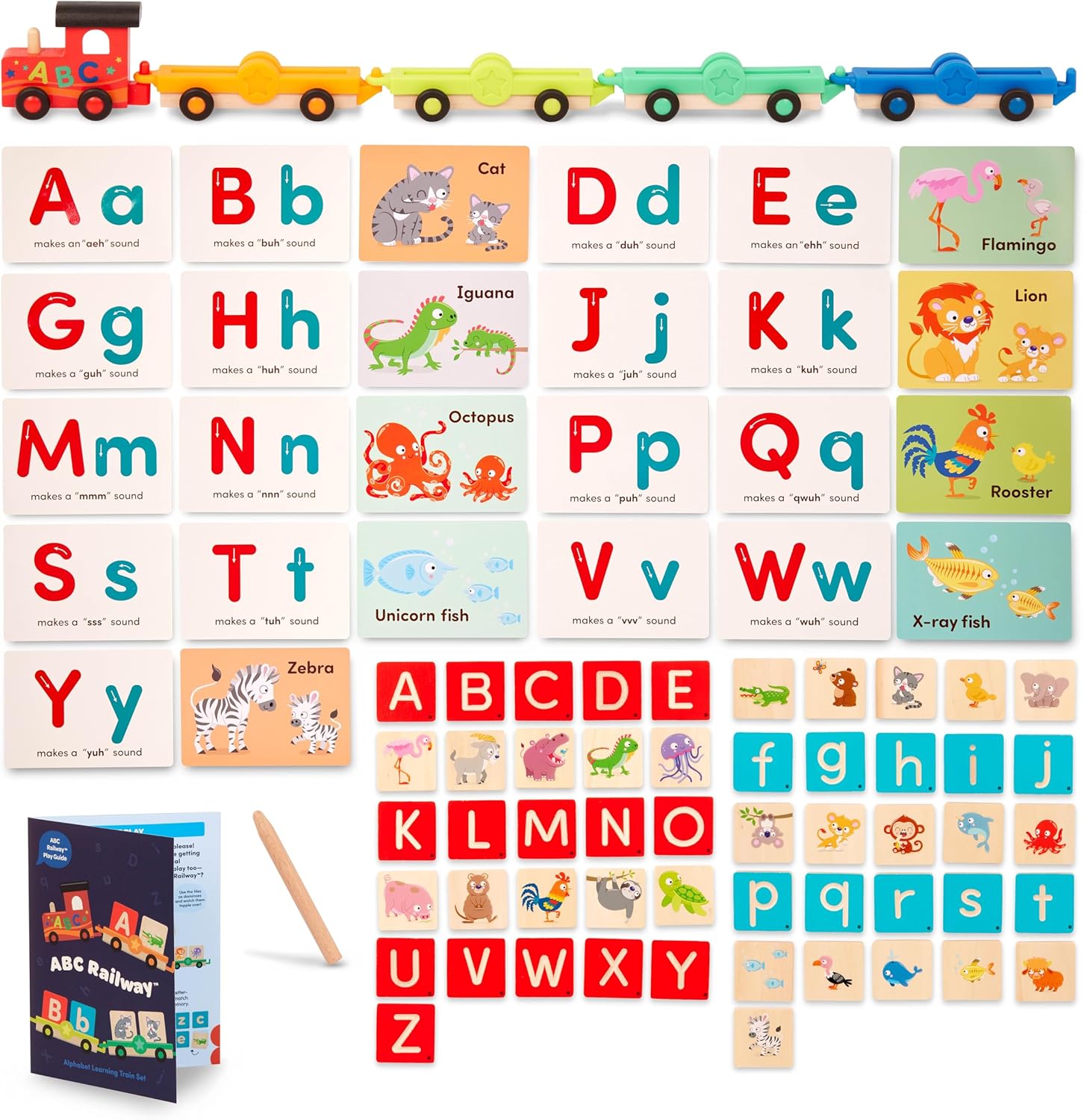 Amazon.com: Battat Education – Wooden Letter Train Set – Alphabet Toy ...