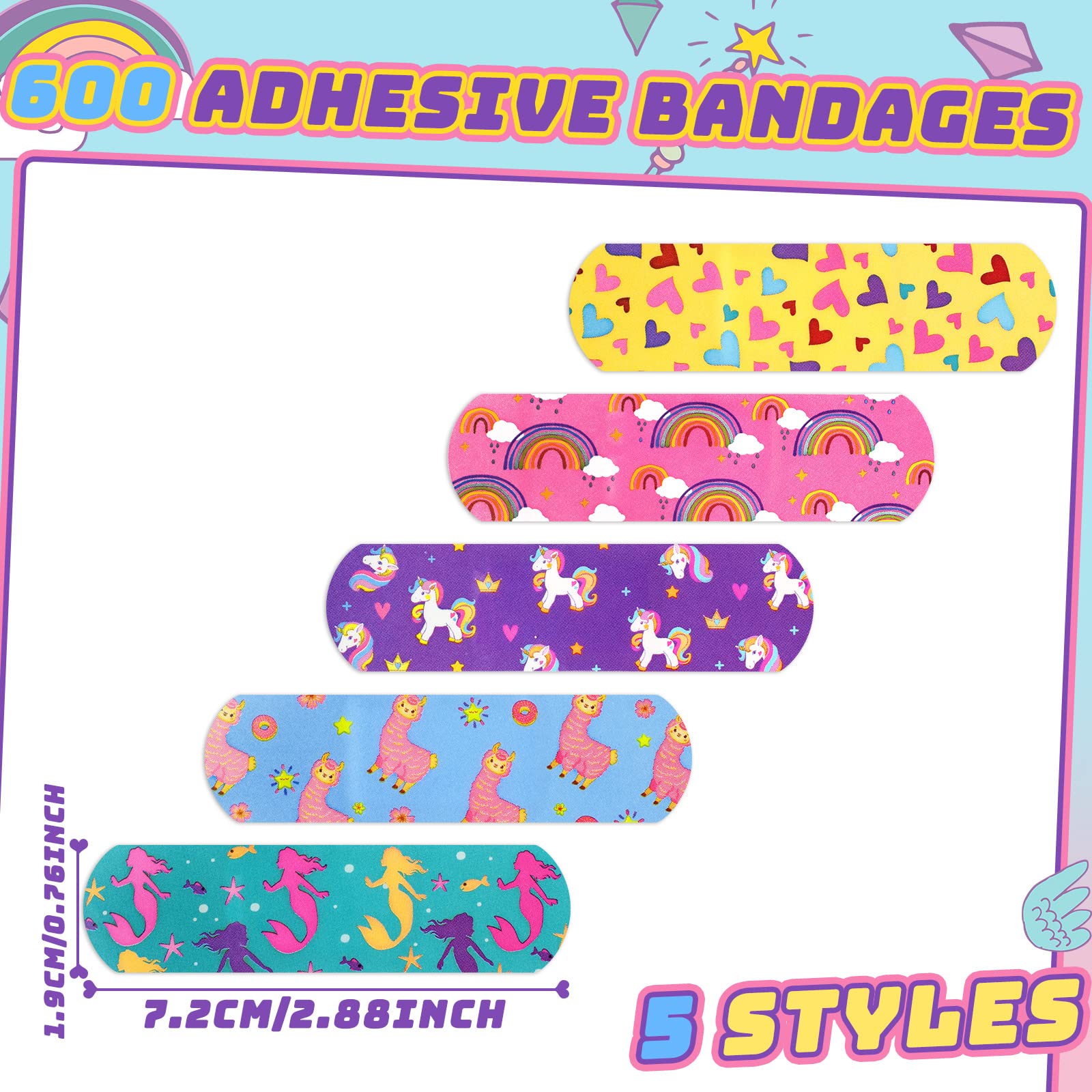 Snapklik.com : 600 Pieces 5 Styles Cartoon Bandages For Kids Flexible ...
