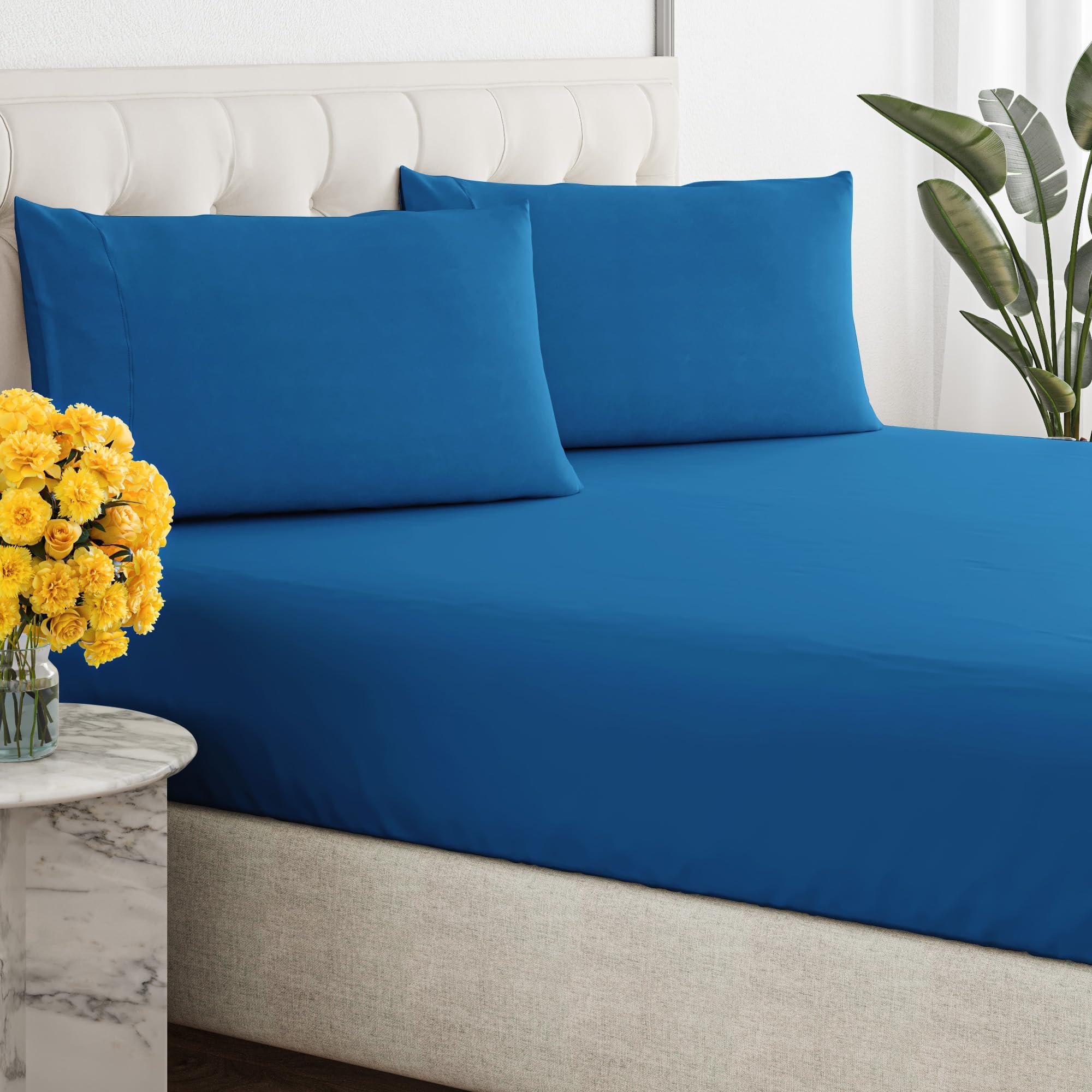Amazon.com: Sleepy Town Queen Size Bed Sheets - 3 Piece - NO Flat Sheet ...