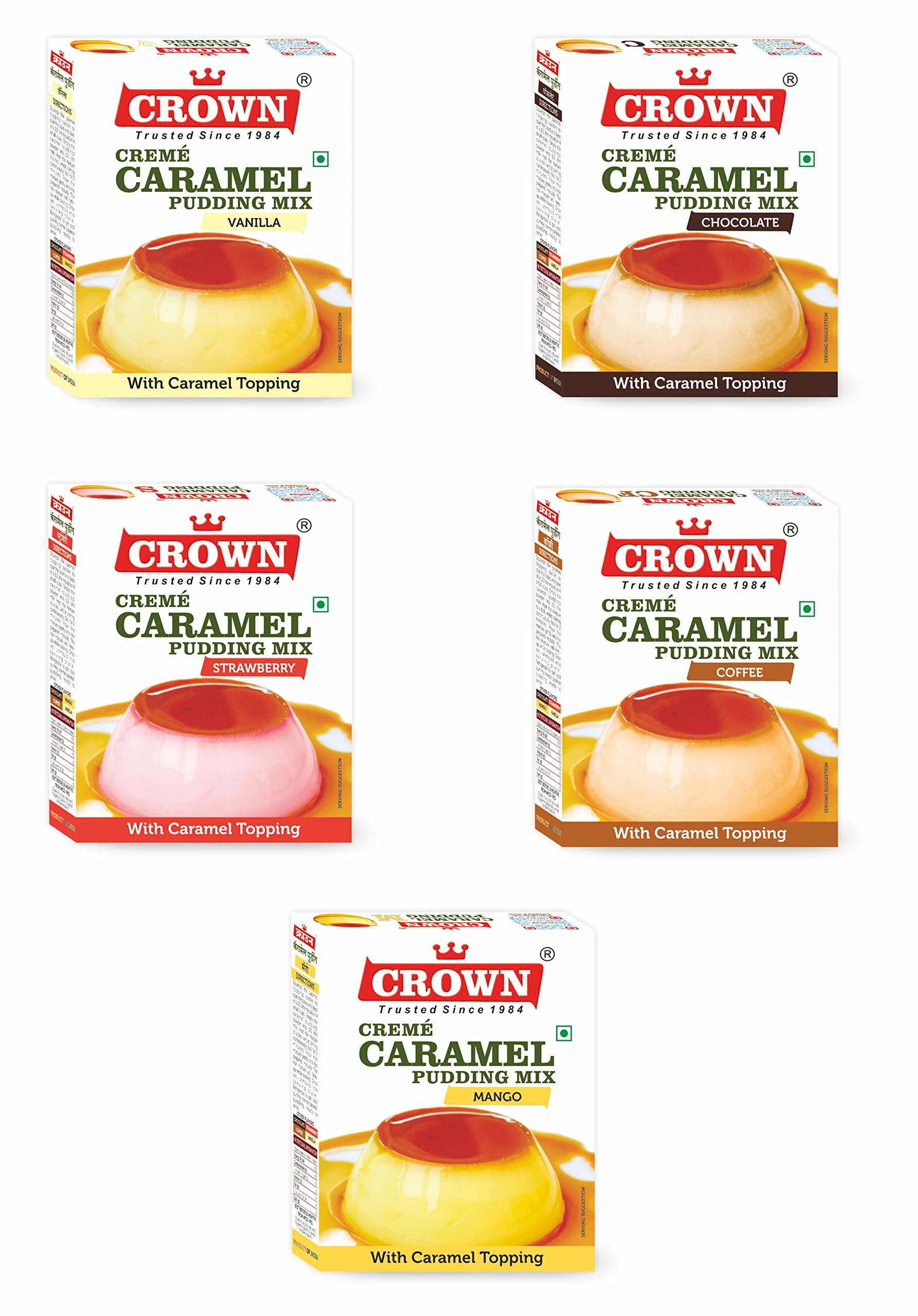 Caramel Pudding 450g (90g x Pack of 5 Flavors - Vanilla, Chocolate ...