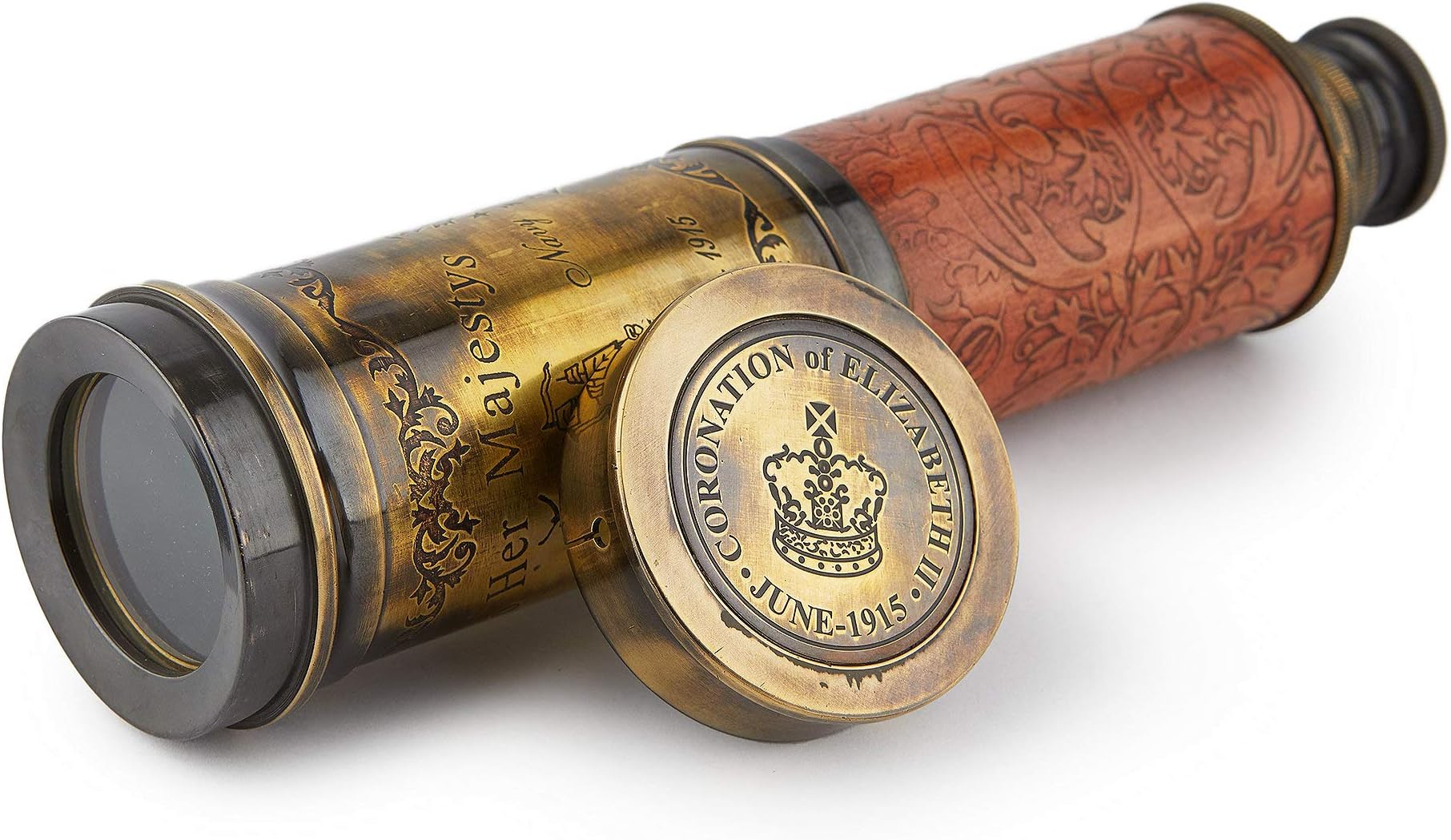 Handcrafted Telescope | Half Leather Carving | 20 Inches | Functional ...