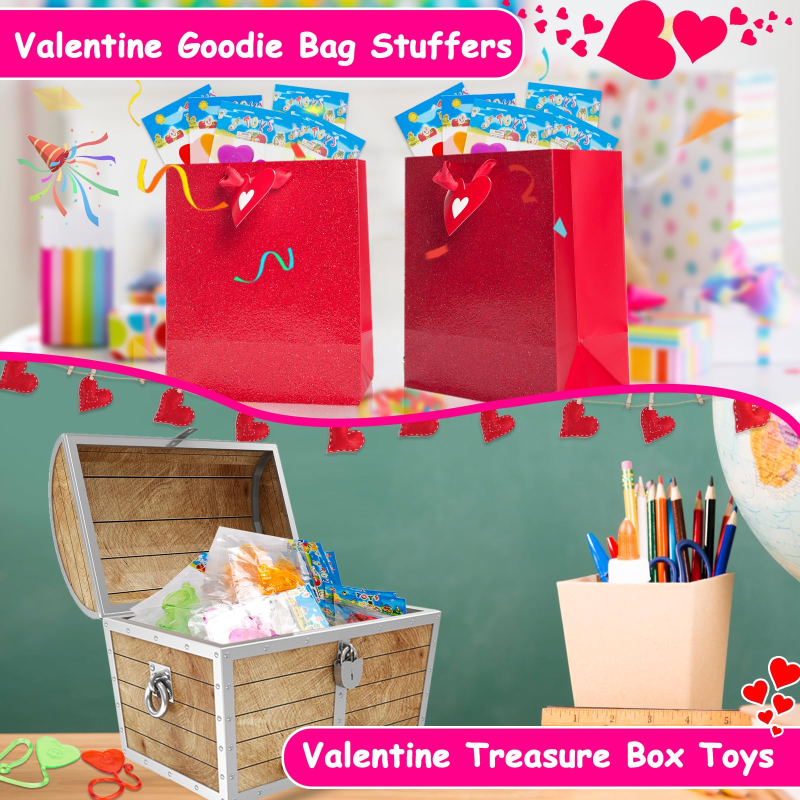 Snapklik.com : 40 Pcs Valentine Exchange Gift Sticky Hands Heart For ...