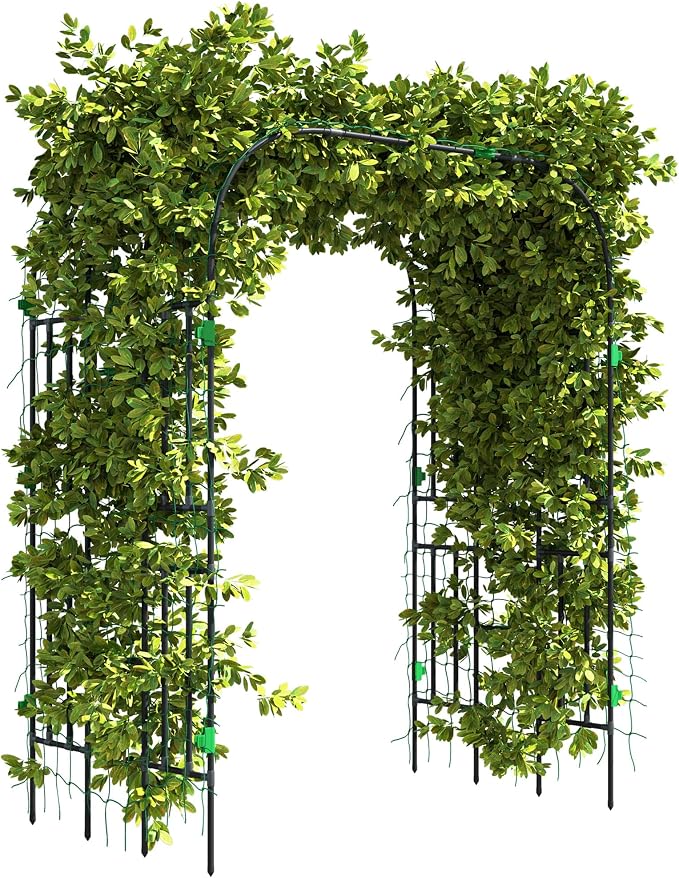 Amazon.com : Outsunny Garden Arch Trellis, 8 FT Tall Metal Plant ...