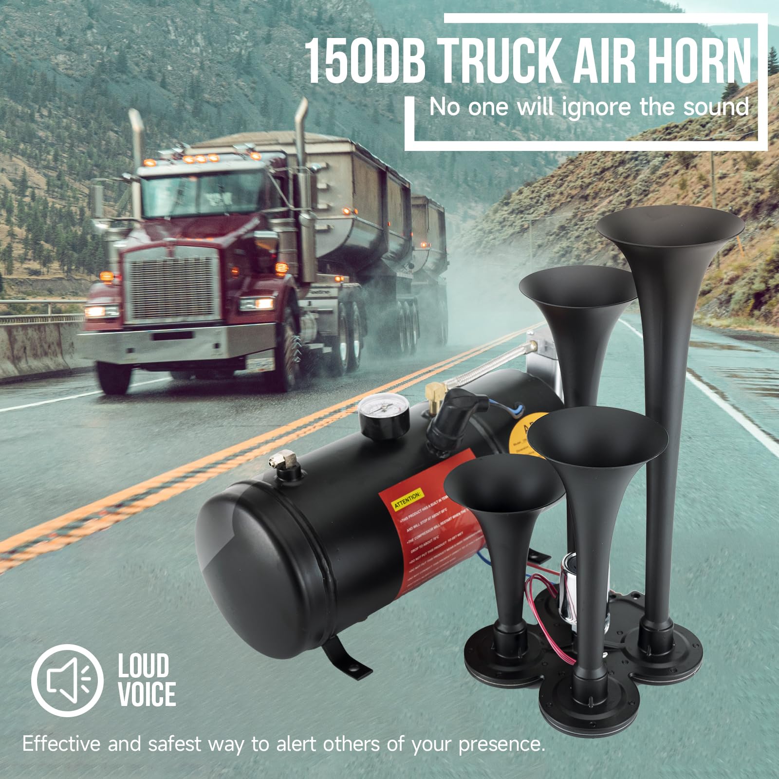 Snapklik.com : FARBIN Train Horn For Truck 150DB Super Loud Air Horns 4 ...