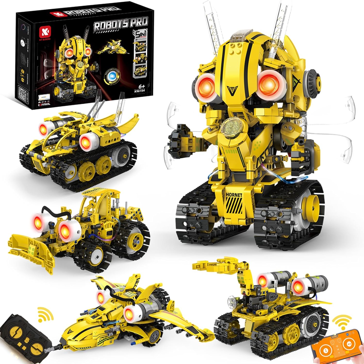 Amazon.com: Ivrmtal 5-in-1 STEM Robot Building Kit with App & Remote ...