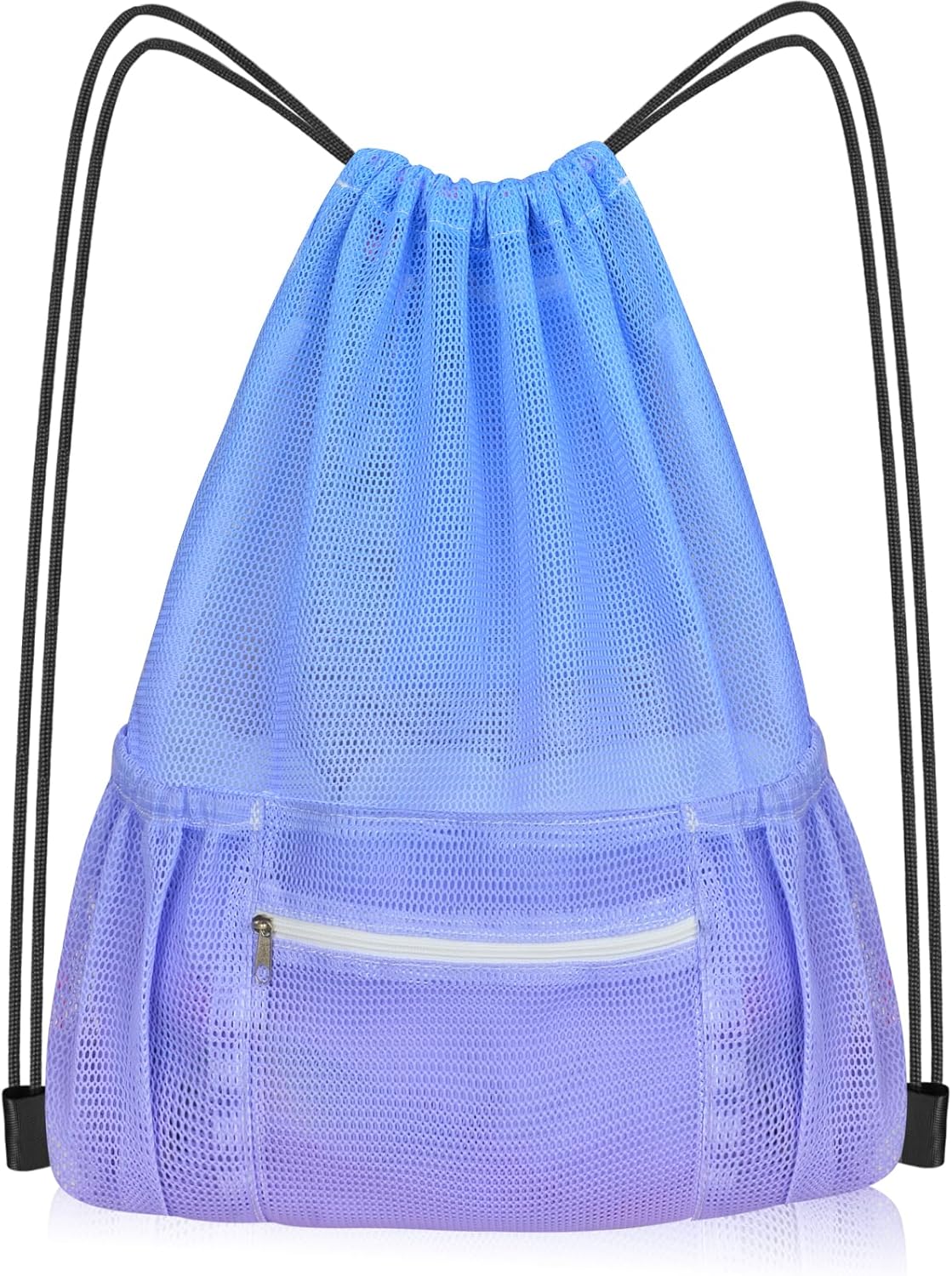 Amazon.com | Nidoul Mesh Drawstring Bag with Zipper Pocket, Beach Bag ...
