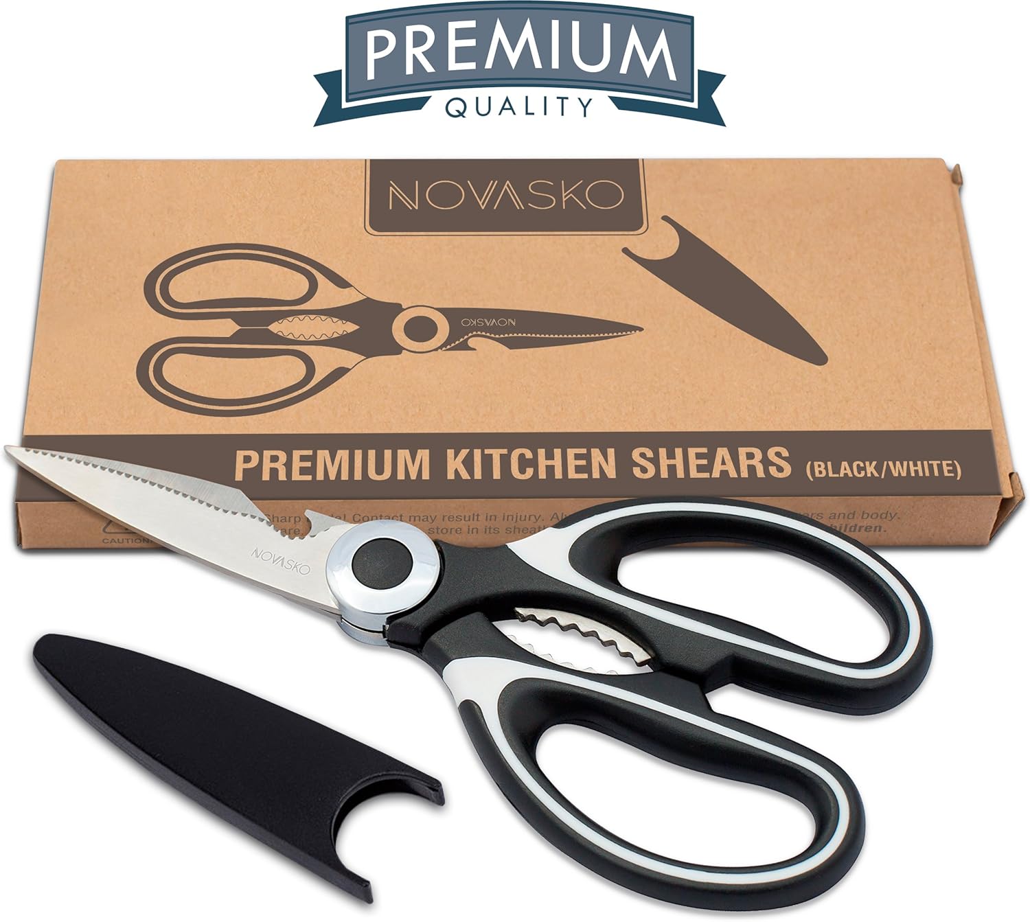Amazon.com: NOVASKO Premium Heavy Duty Kitchen Shears (Black/White ...