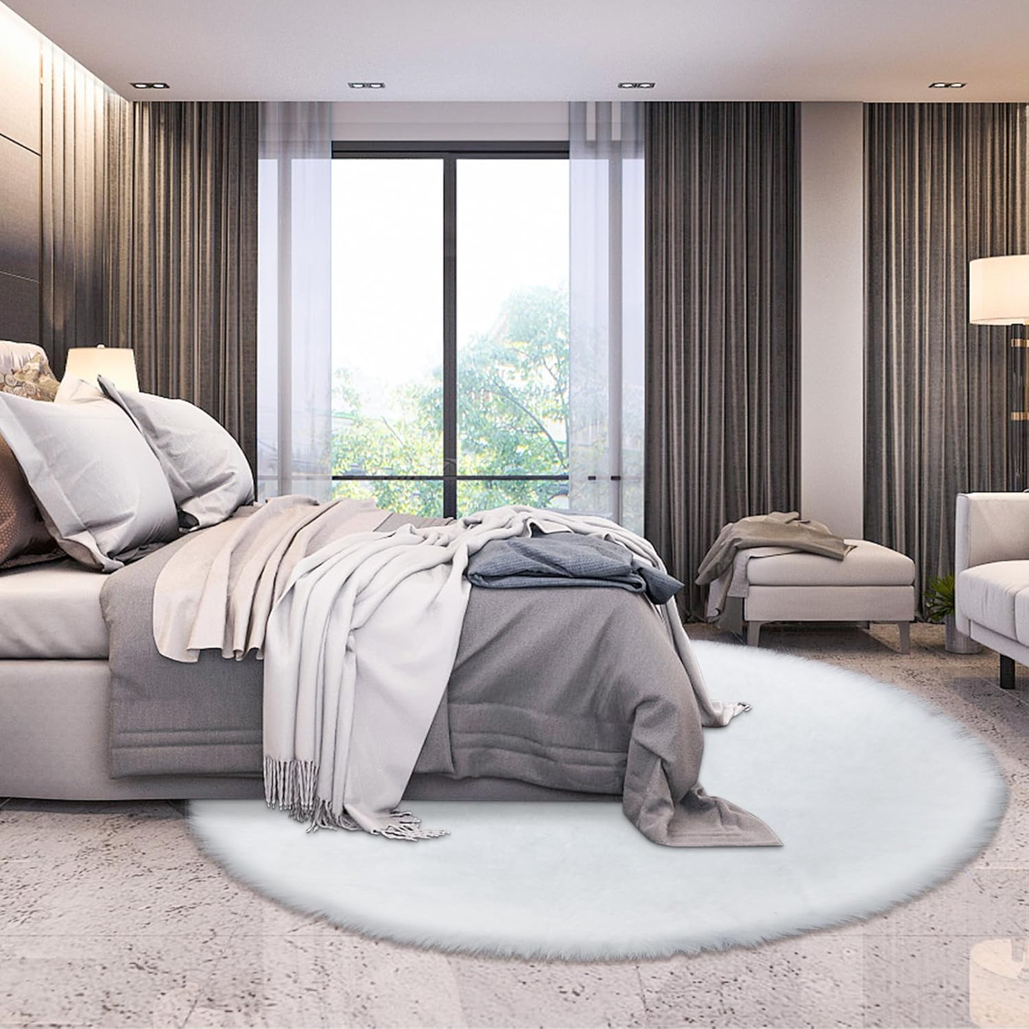 TENNOLA Pink Fur Rug, 4X4 Ft Fuzzy Pink Rug, Fluffy Circle Rugs for Kid ...