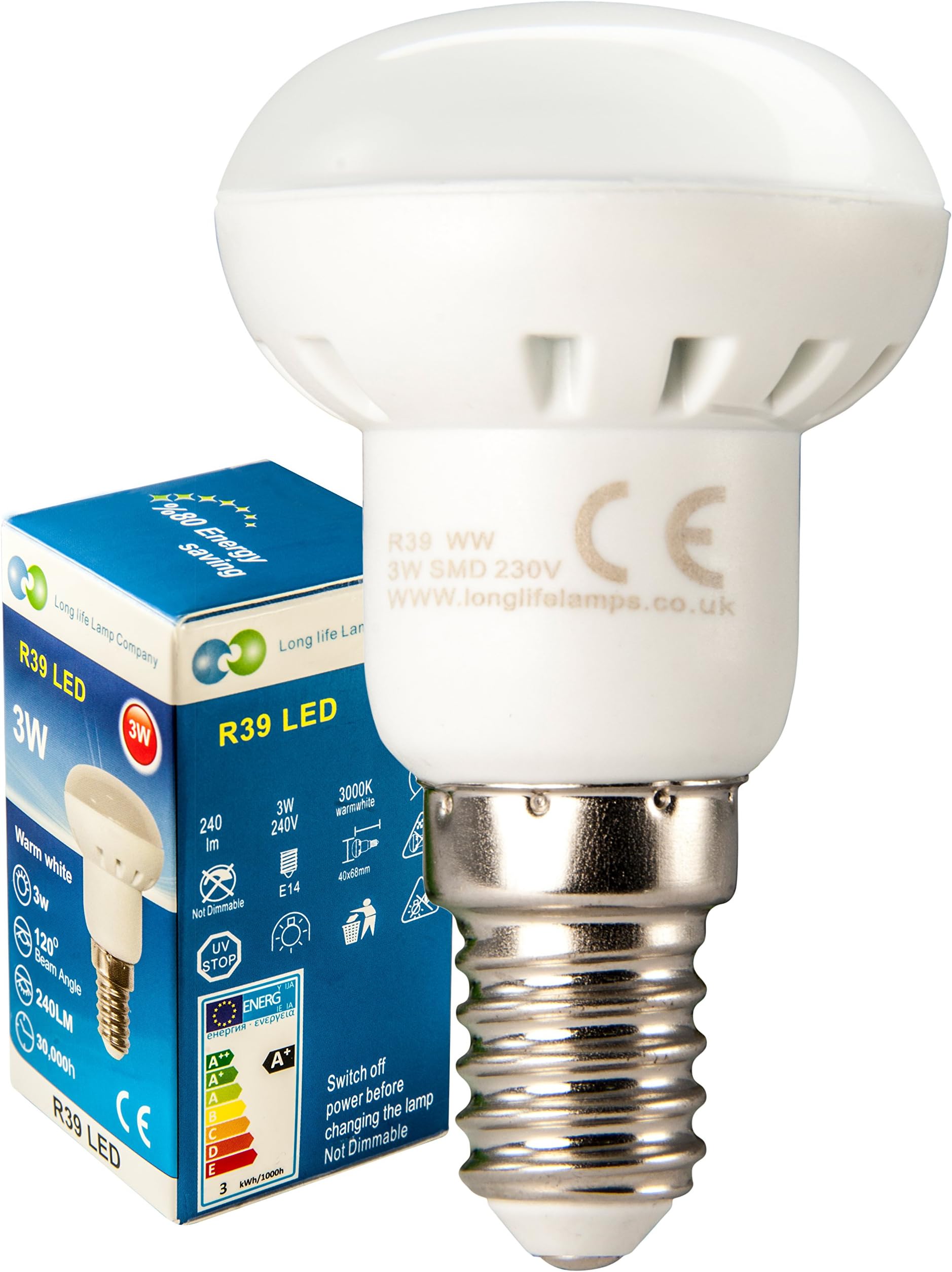 Long Life Lamp Company R39 LED 3W E14 Replacment for Reflector R39 LED ...