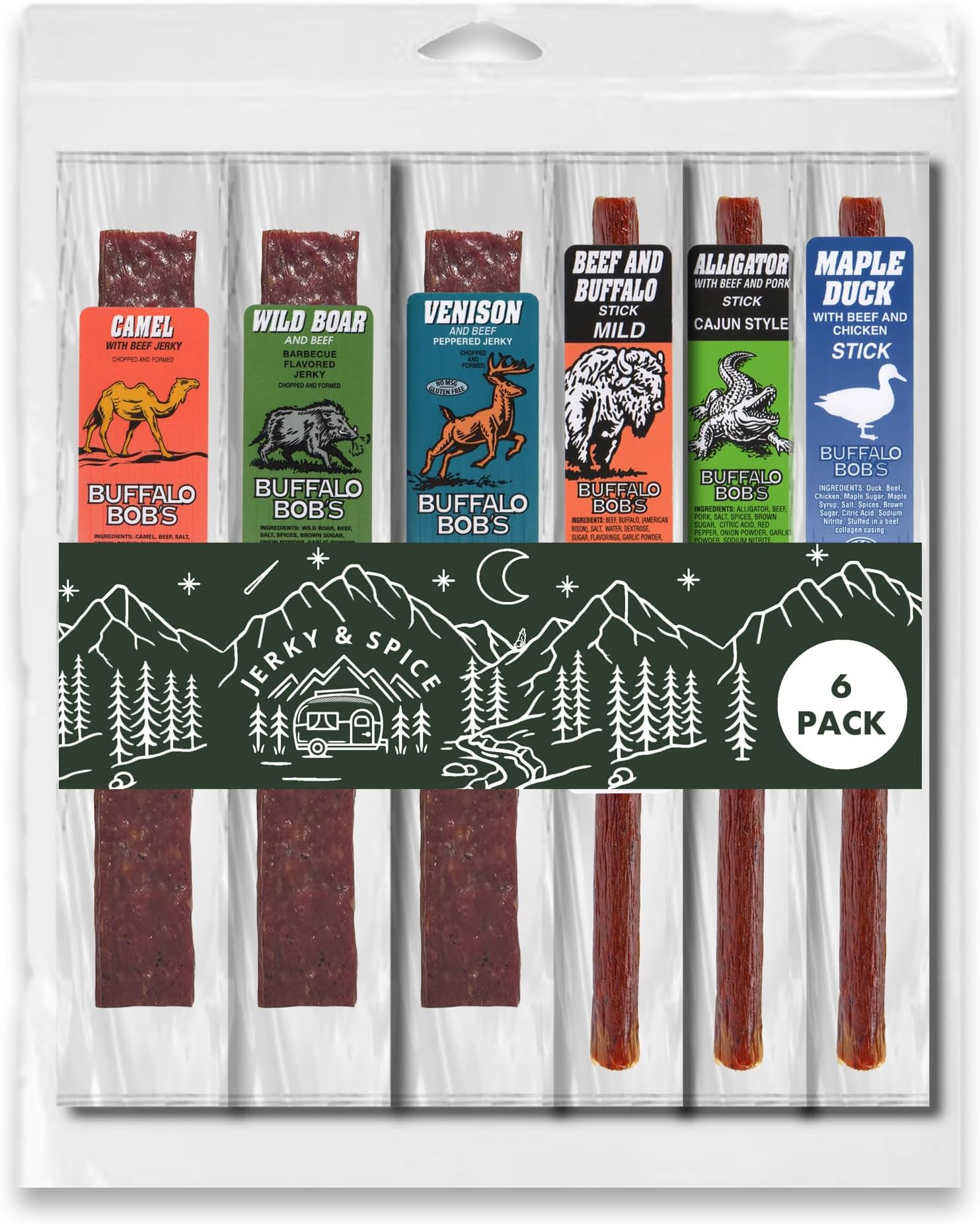 Amazon.com: Buffalo Bob's Wild Game Meat Snacks (6 Pack) Exotic Variety ...