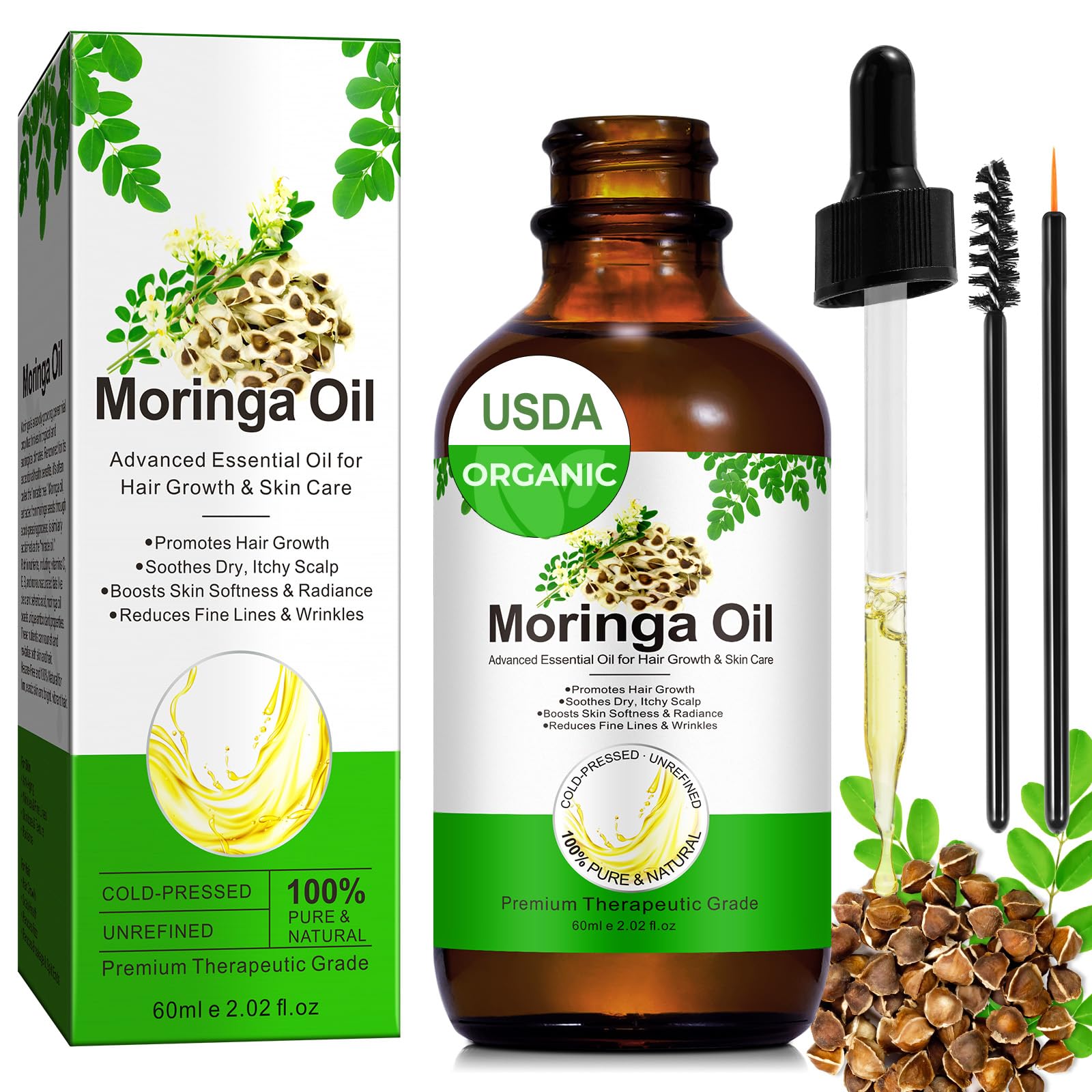 Amazon.com: Moringa Oil for Hair 2.02 fl.oz, 100% Natural Premium ...